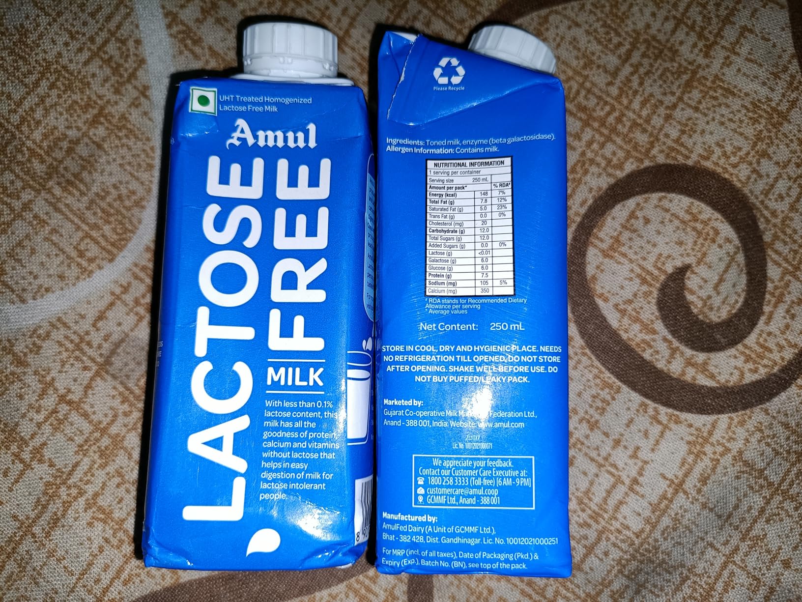 Amul Lactose Free Milk Liquid, 250Ml (Pack of 32) : Amazon.in: Books