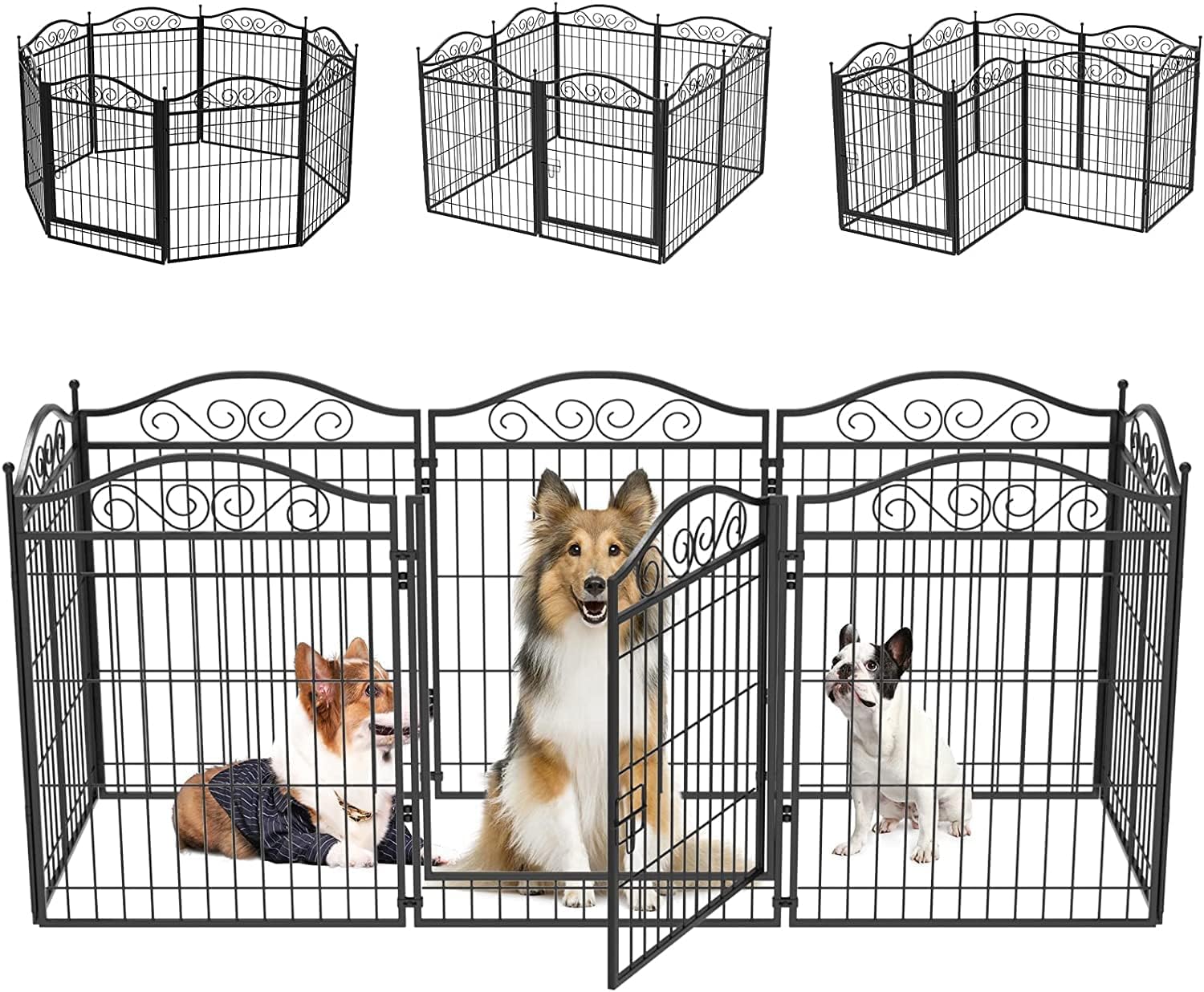 Wisfor Corral para Perro Grande Mediano con 8 Paneles de Metal ...