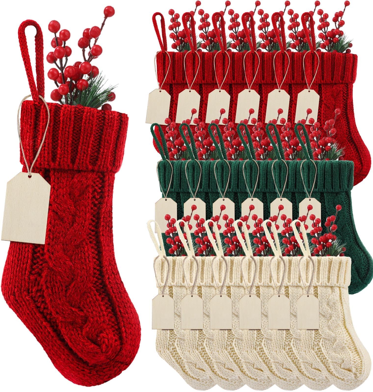 Amazon.com: 18 Pieces Christmas Mini Stockings 7.09 Inch Xmas Knitted ...