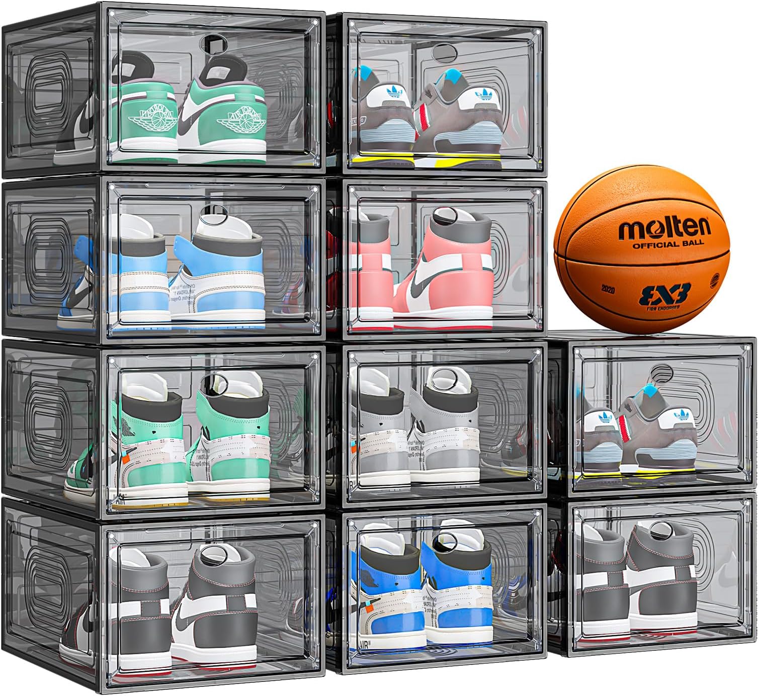 Amazon.com: 7 code Large Clear Shoe Boxes Organizer【Thicker Material ...