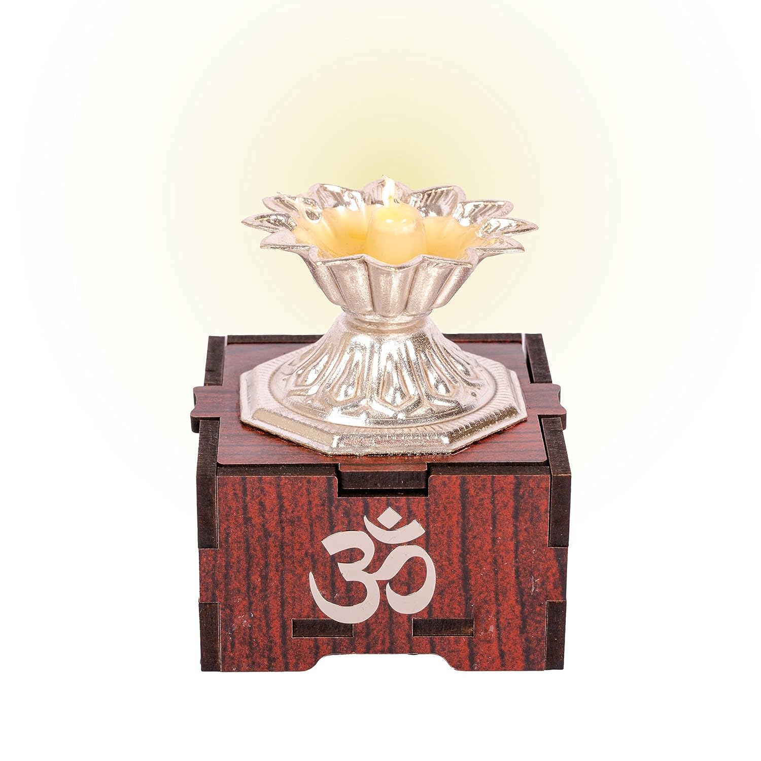 Buy SolarBasket Wood Akhand Solar Diya For Puja,Temple,Home Decoration ...