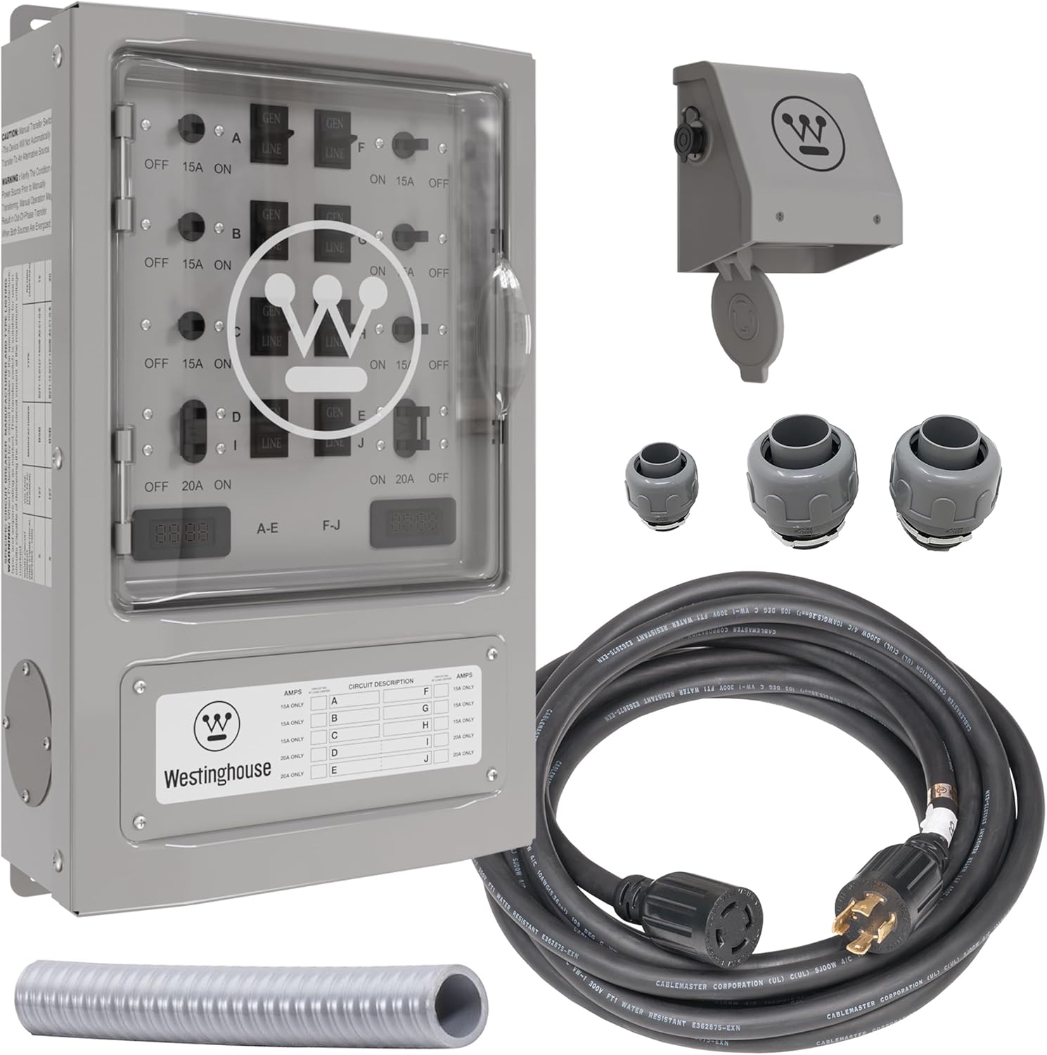 Amazon.com: Westinghouse 30 Amp Transfer Switch Kit with 8 Circuits ...