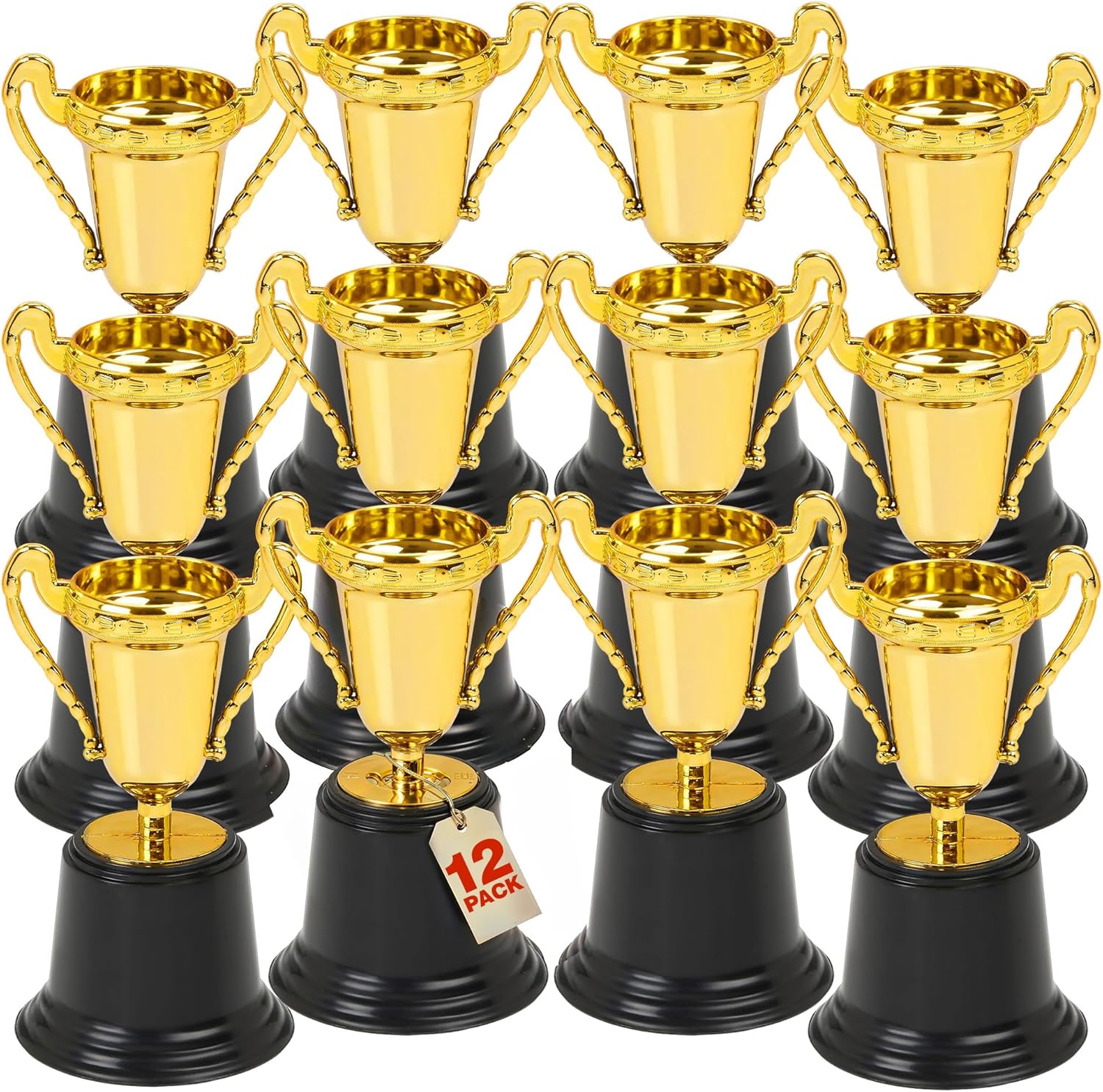 Playbees Plastic Mini Trophies - 12PK - 5 Inch - Gold Cups ...