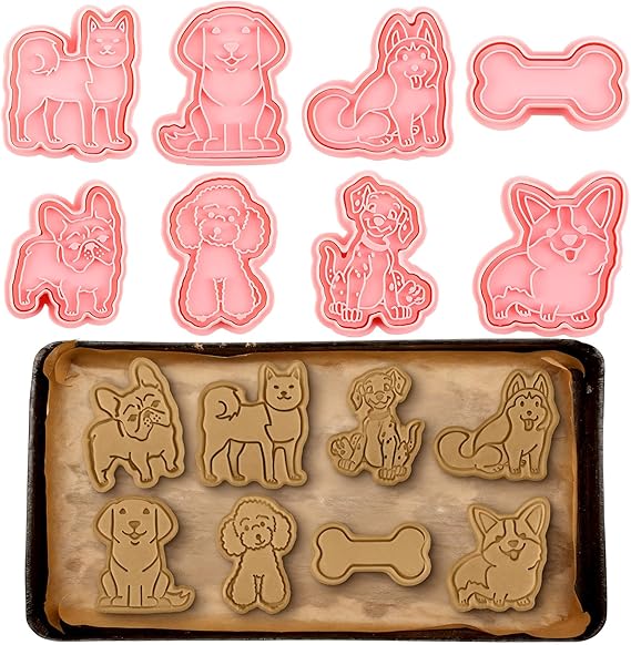 Amazon.com: Vesici Dog Cookie Cutters Set, 8 Pcs 3D Cute Puppy Cookie ...