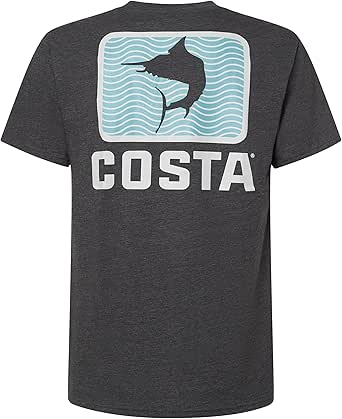 Costa Del Mar Mens Emblem Waves Marlin Short Sleeve Tee | Amazon.com
