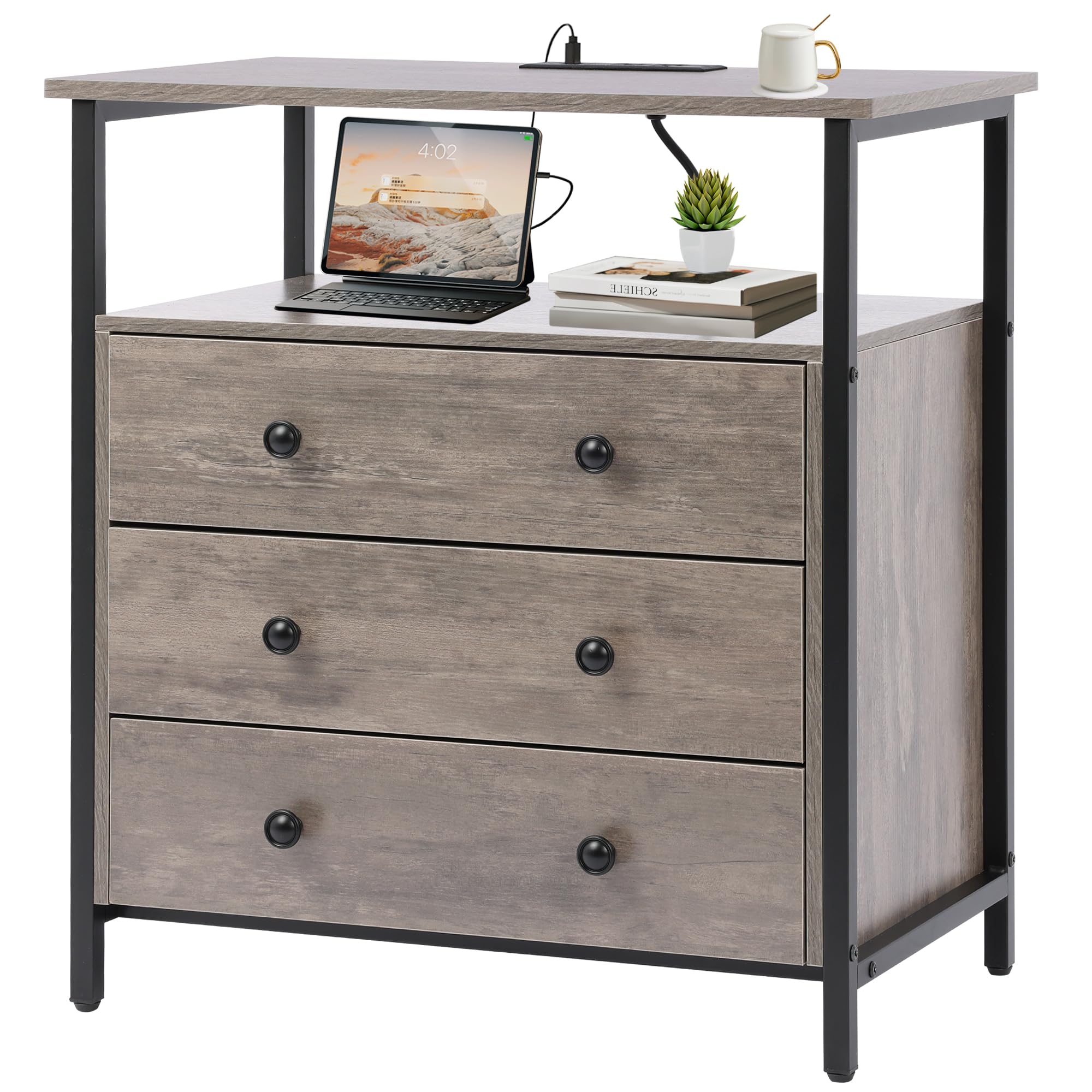 Amazon.com: Edbuosy 3 Wooden Drawers Night Stand, 27 Inch Wide ...