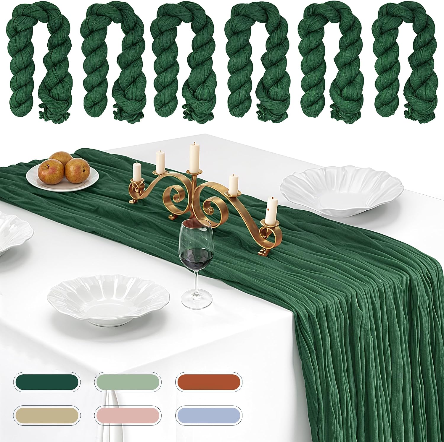 Amazon.com: Pack of 6 Cheesecloth Table Runner 10 ft – Sheer Table ...