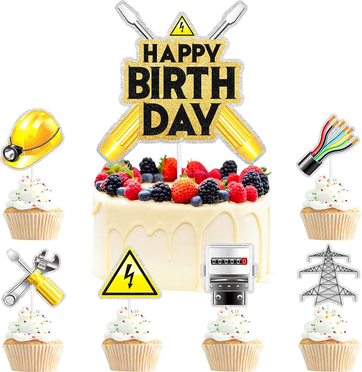 Amazon.com: Electrician Cake Topper Set of 7 Pieces Electrical Tool ...