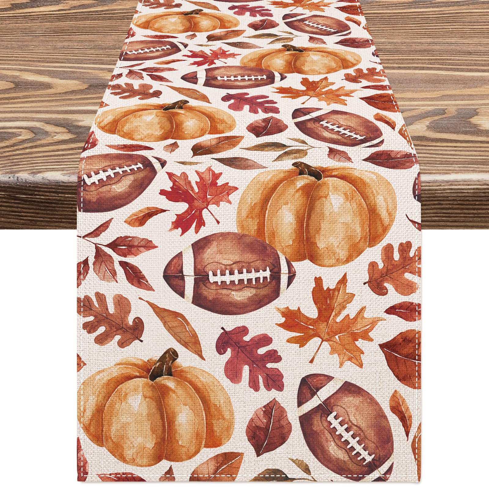 Amazon.com: AnyDesign Fall Table Runner Pumpkin Football Maple Leaves ...