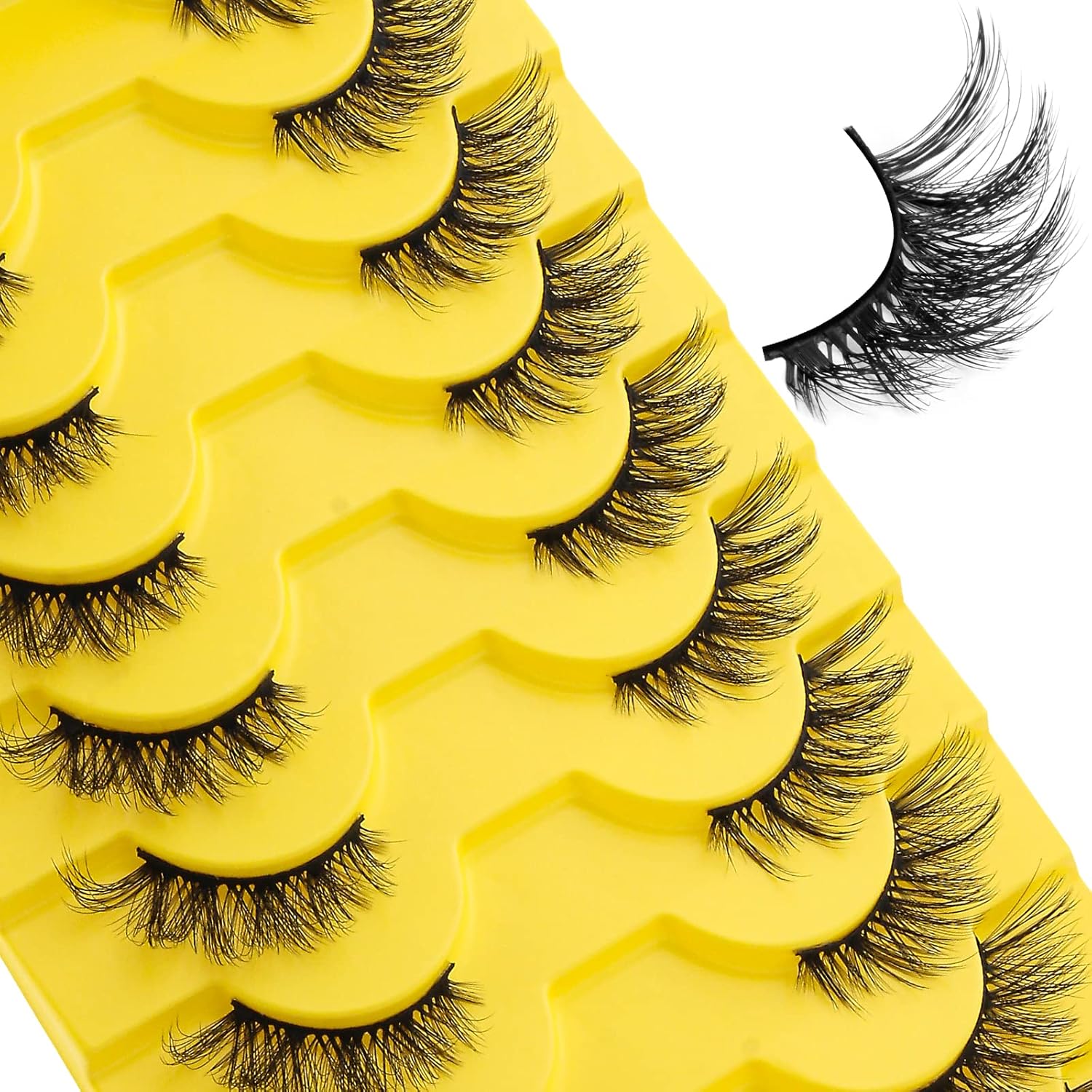 False Eyelashes Natural Half Lashes, 6D Cat Eyelashes Dramatic Fluffy 3 ...