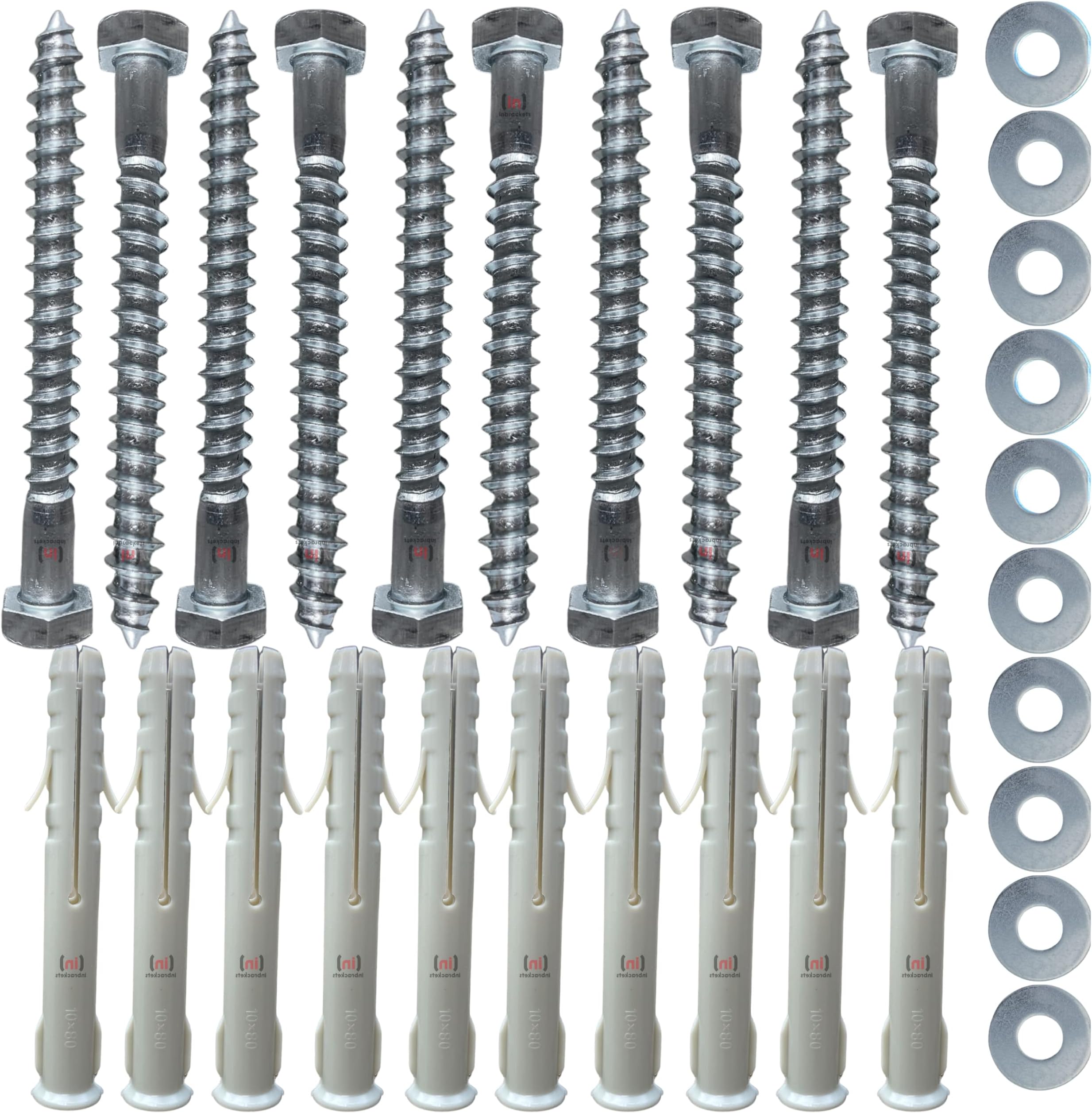 Merriway BH05912 (10 Pcs) Screw Type Solid Wall Frame Fixing with Nylon ...