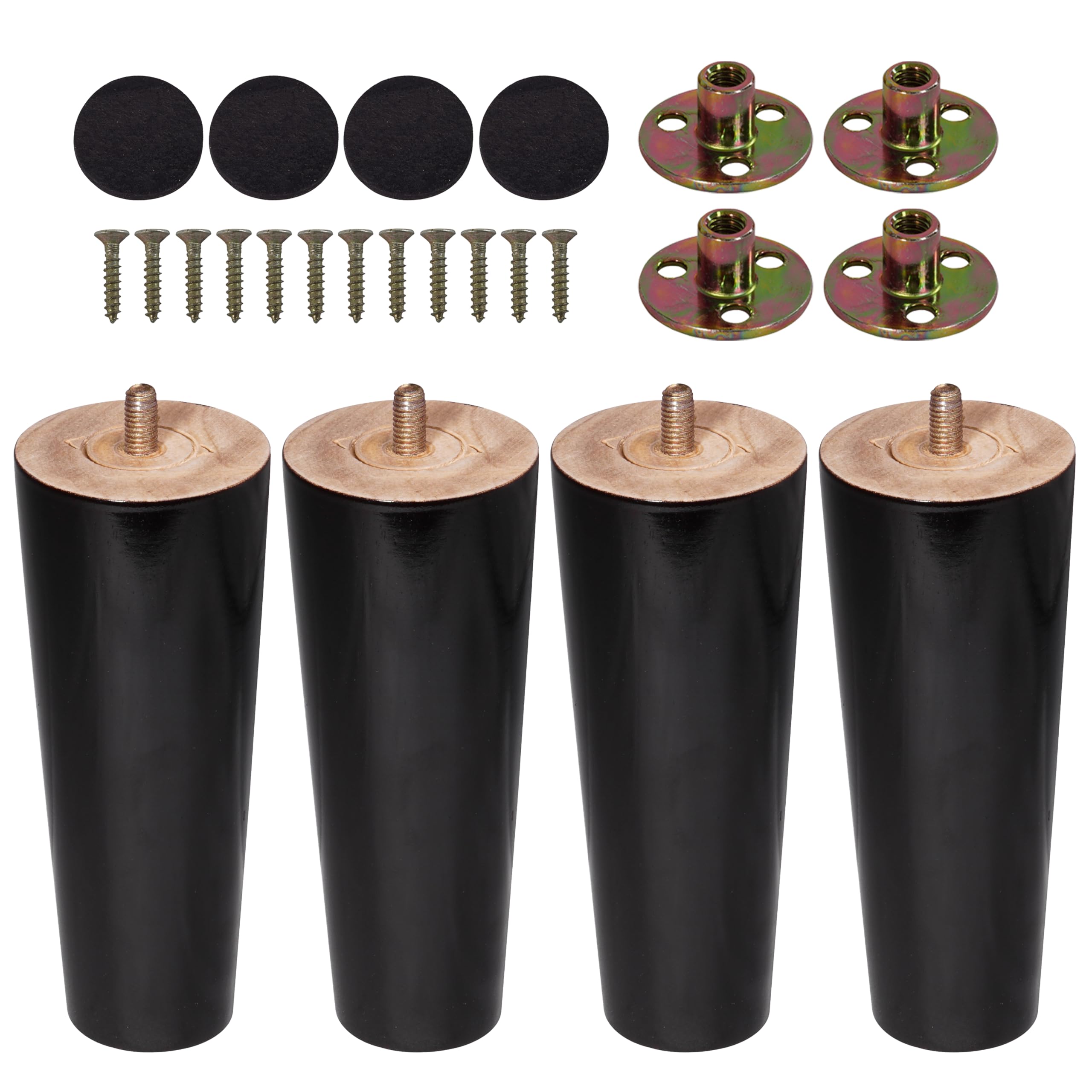 Amazon.com: BARIEN (Set of 4) 6 inch Wood Furniture Legs - Square Sofa ...
