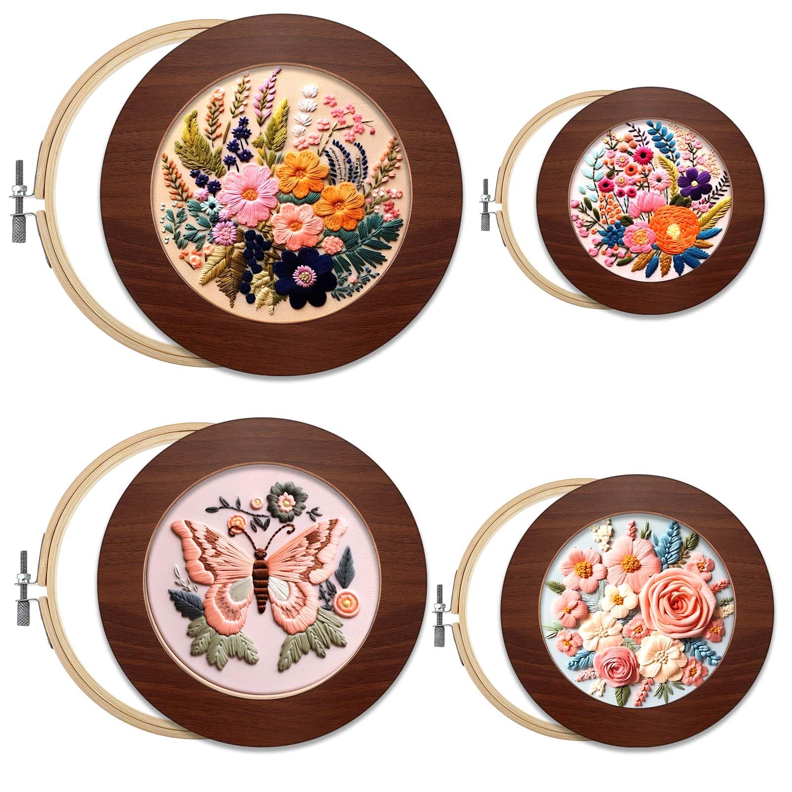 Bamboo Display Frames 3 Sets Wood Embroidery Frames With Bamboo Hoops ...