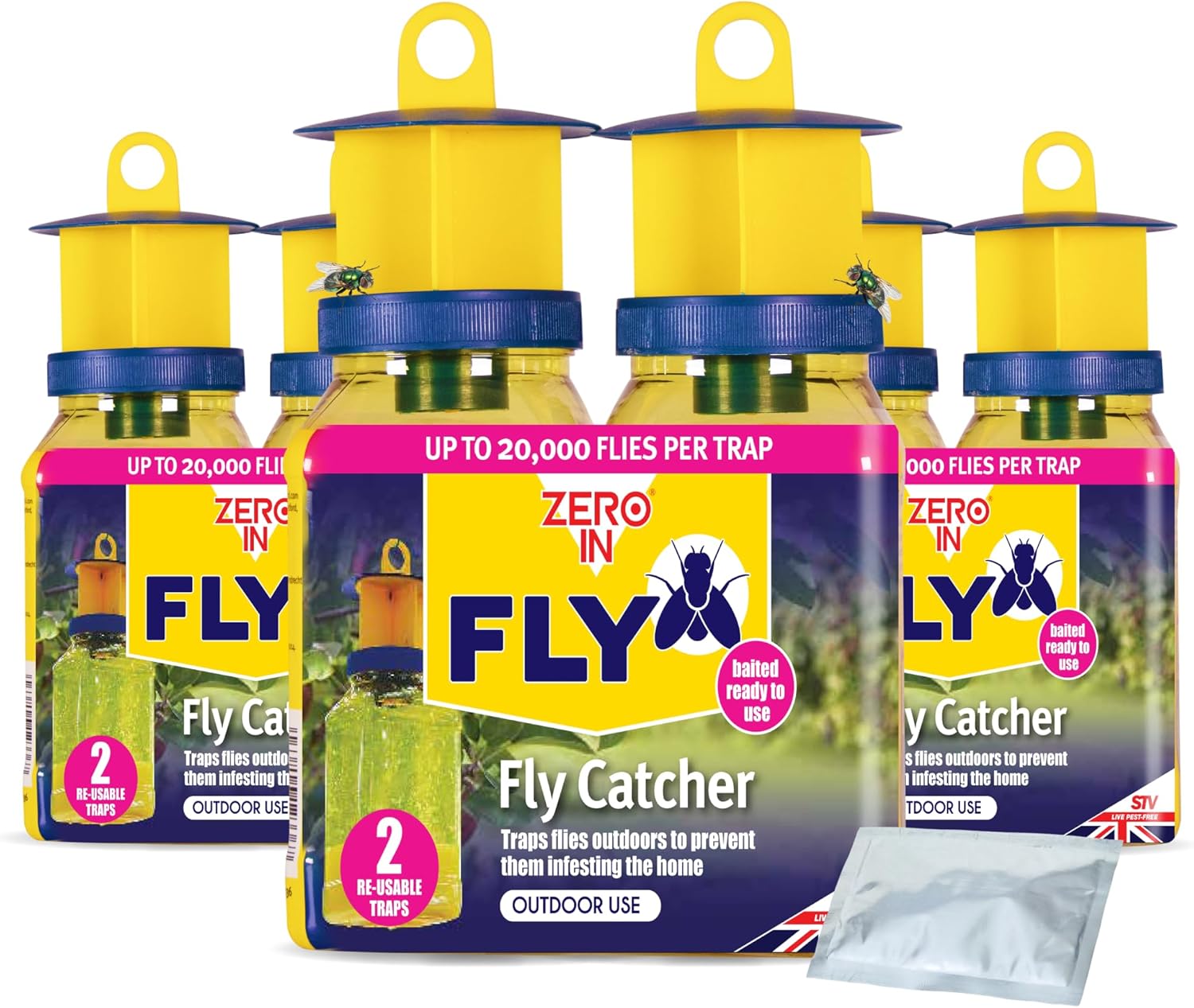 Zero In Outdoor Catcher - Ready-Baited Outdoor Fly Trap, Triple Pack ...