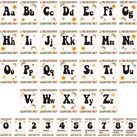 Amazon.com: 36Pcs Retro Classroom Alphabet Number Bulletin Board Set ...