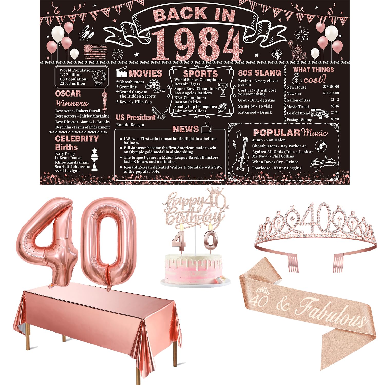 Amazon.com: 40th Birthday Decorations Woman with 40th Birthday Banner ...