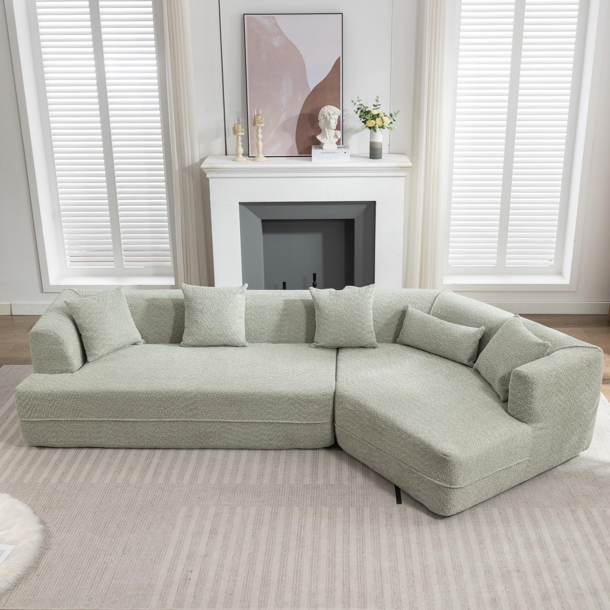 Washable Couch Modular Chenille Sectional Sofa Set - L-Shaped Couch ...