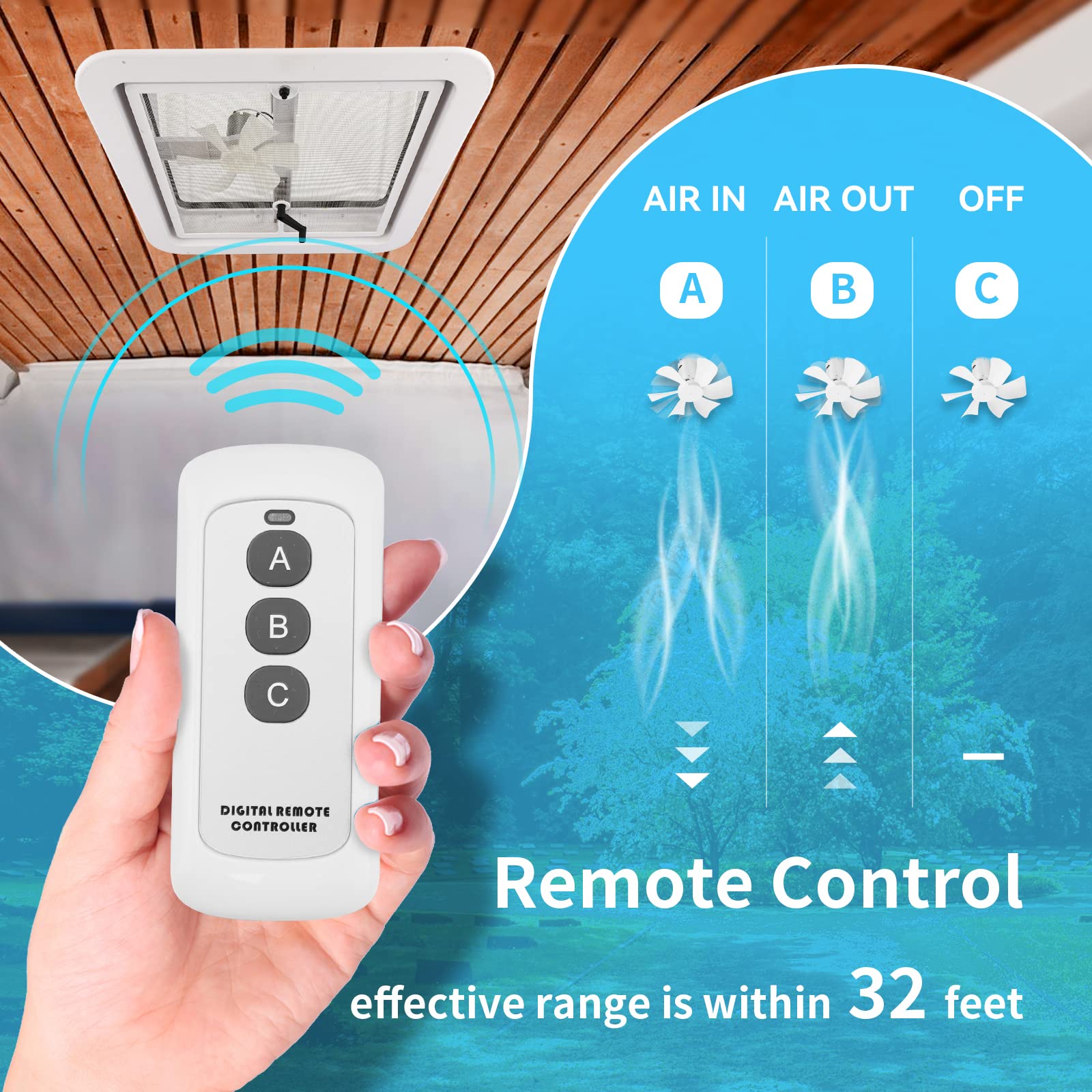 Snapklik.com : RVMATE 14 Remote RV Roof Vent Fan For RV/Camper/Trailer ...