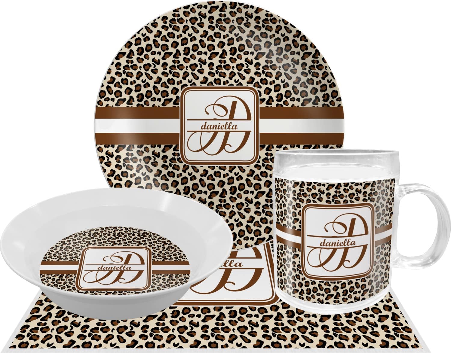 Amazon.com | Personalized Leopard Print Dinner Set - Single 4 Pc ...