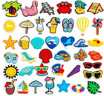 Amazon.com: 40PCS Summer Croc Charm PVC Beach Croc Charms Cute Croc ...