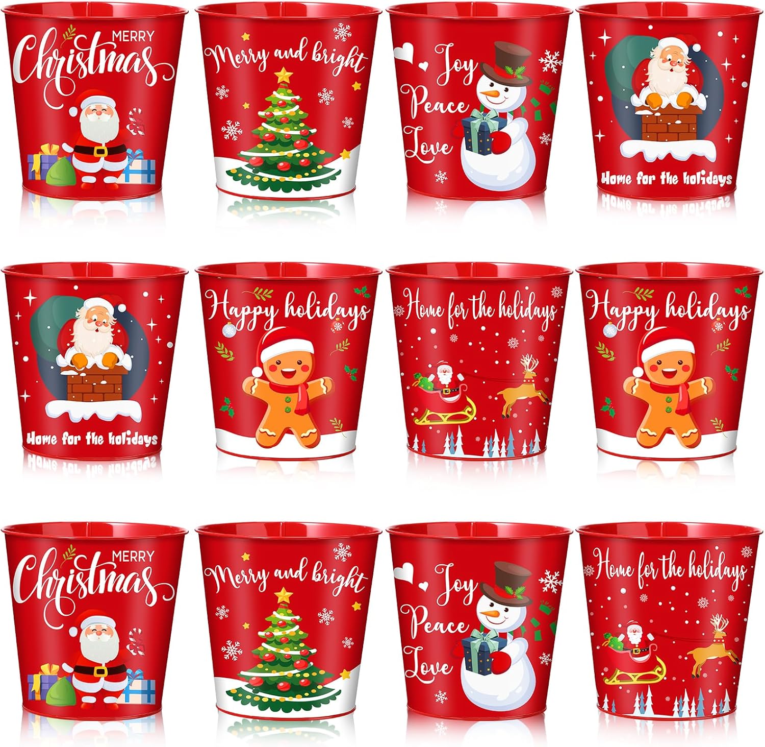 Amazon.com: Sliner 12 Pcs Christmas Metal Buckets Christmas Mini Metal ...