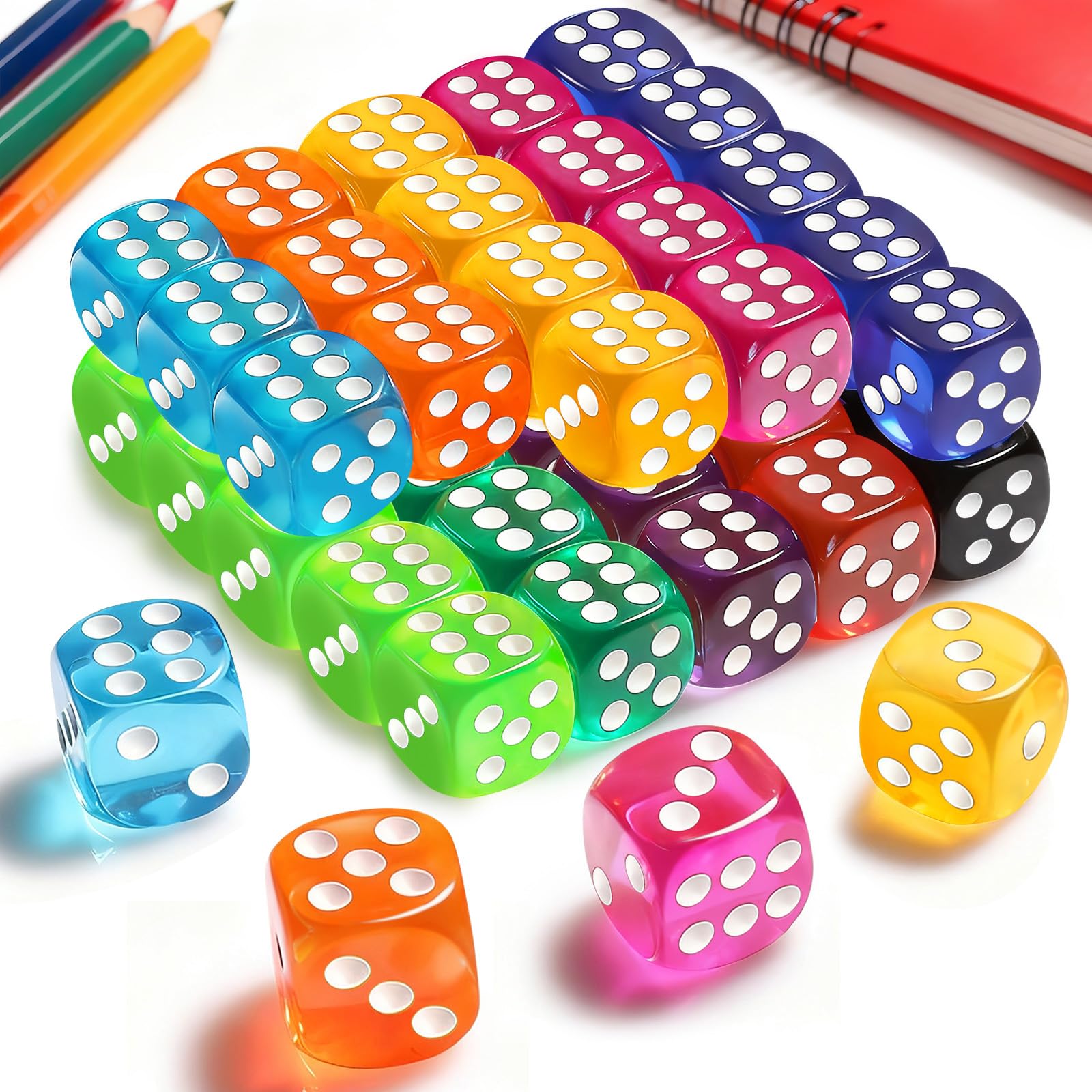 Snapklik.com : 50 Pieces Dice Set, 14mm Bulk 6 Sided Colored Game Dices ...