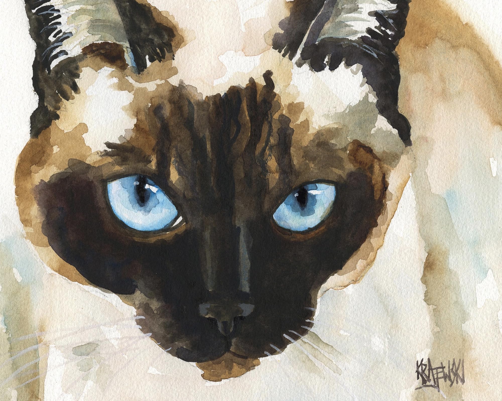 Amazon.com: High Resolution Siamese Cat Print of Original Fine Art ...
