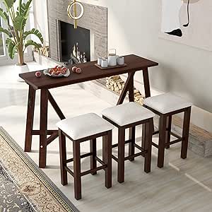 Amazon.com - LIADTOP 4-Piece USB Port and 3 Upholstered Stools w ...