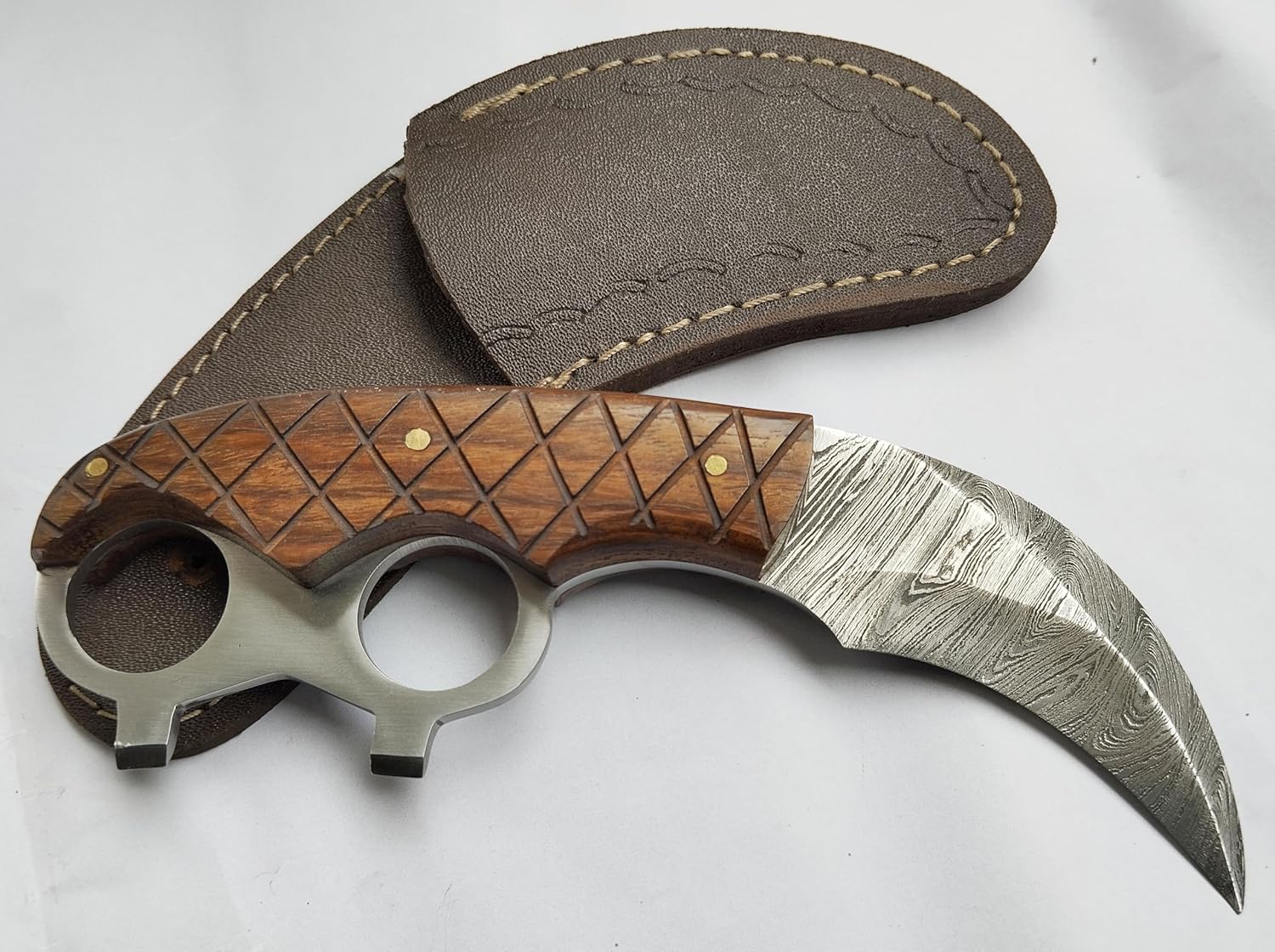 Amazon.com : Hand Crafted Damascus Steel Karambit Knife, USA Style ...