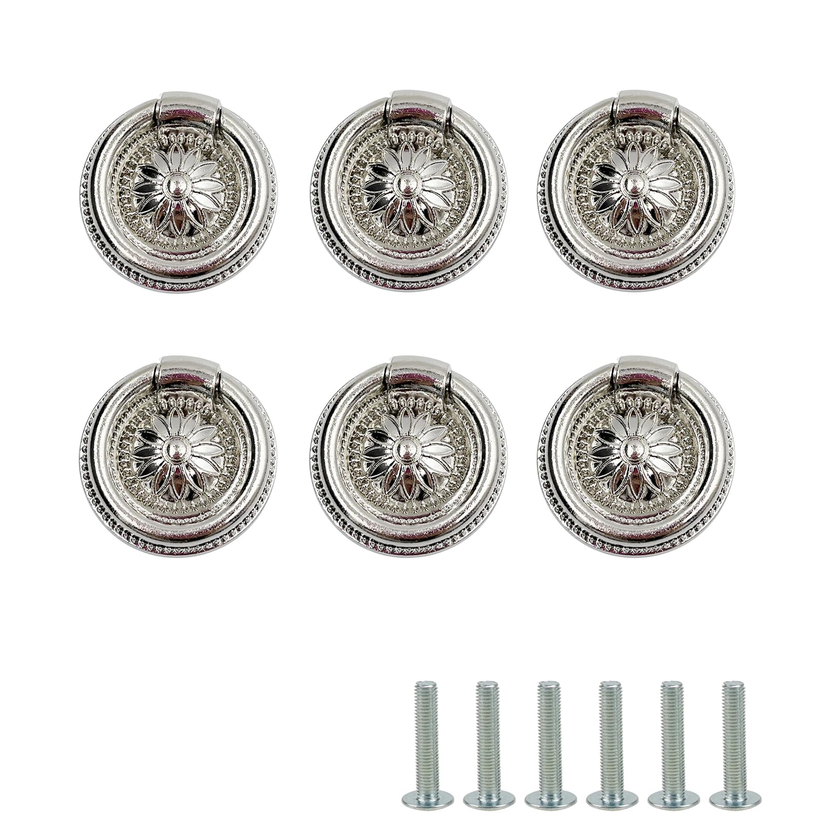 Yuqim 6 Pack Small Drawer Pulls Ring Pulls Metal Cabinet Pulls and ...