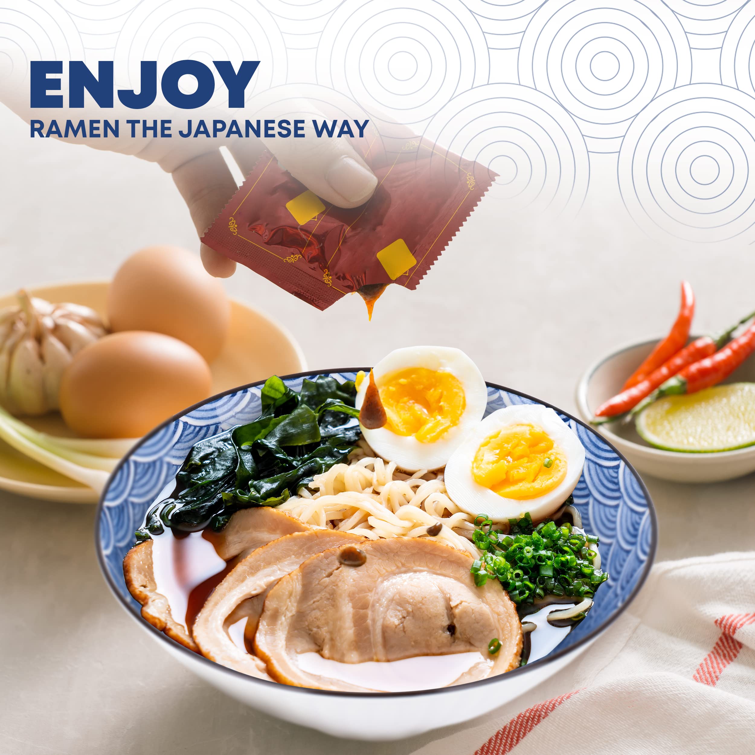 Wingcco Japanese Ceramic Ramen Bowl Set - 8-Piece Set With Matching ...