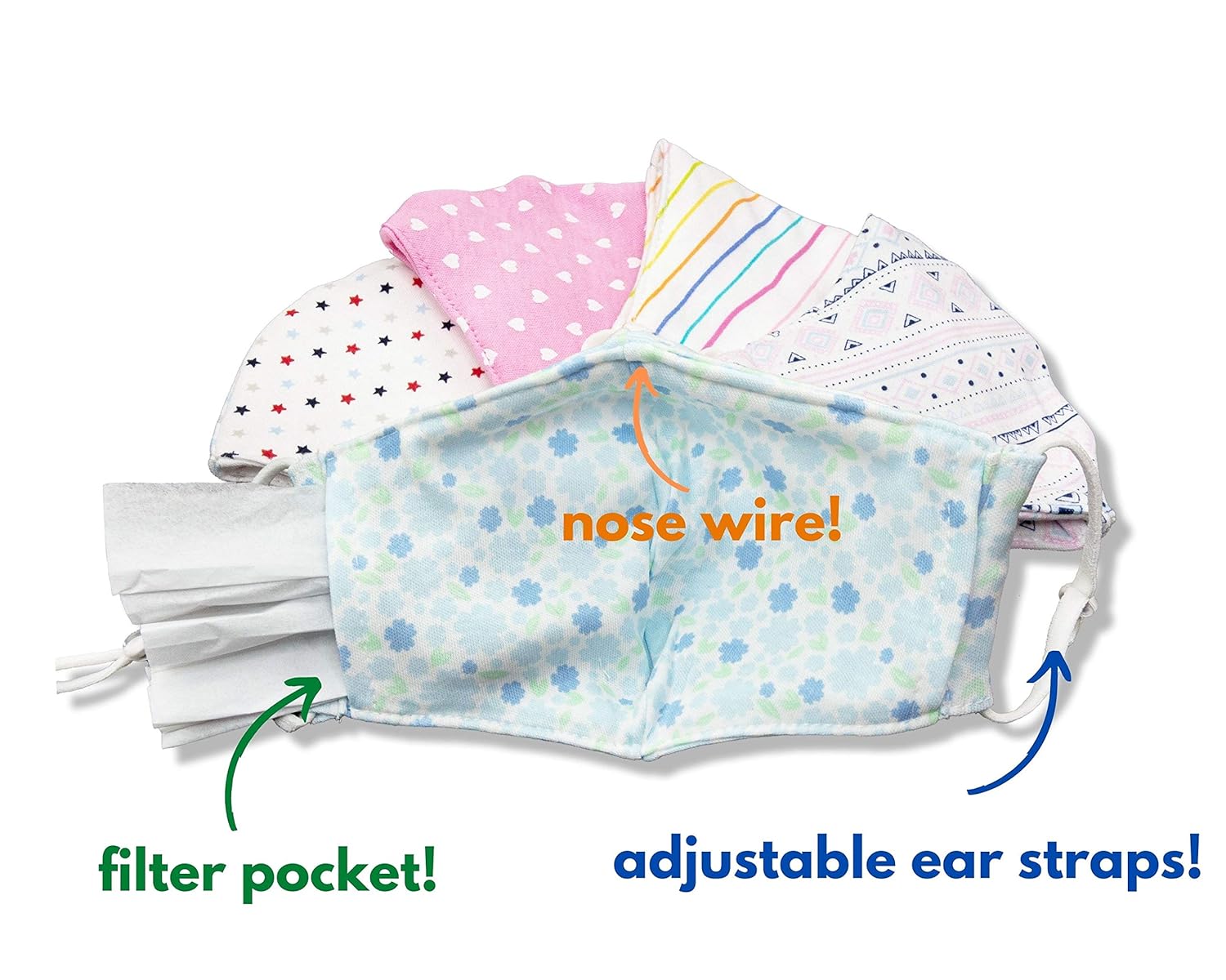 Girl face masks reusable cute stylish pink pack of 5 – BigaMart