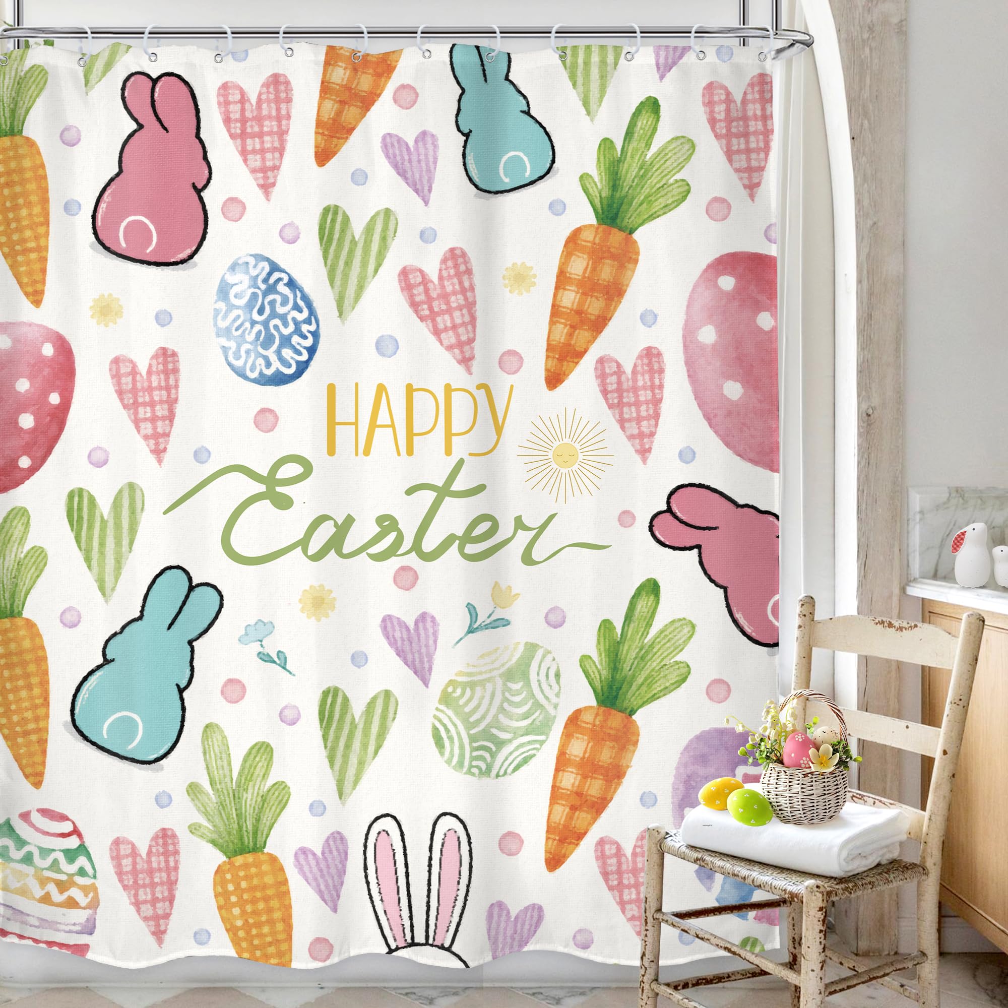 Amazon.com: LGhtyro Happy Easter Shower Curtain Bathroom Set 60Wx71H ...