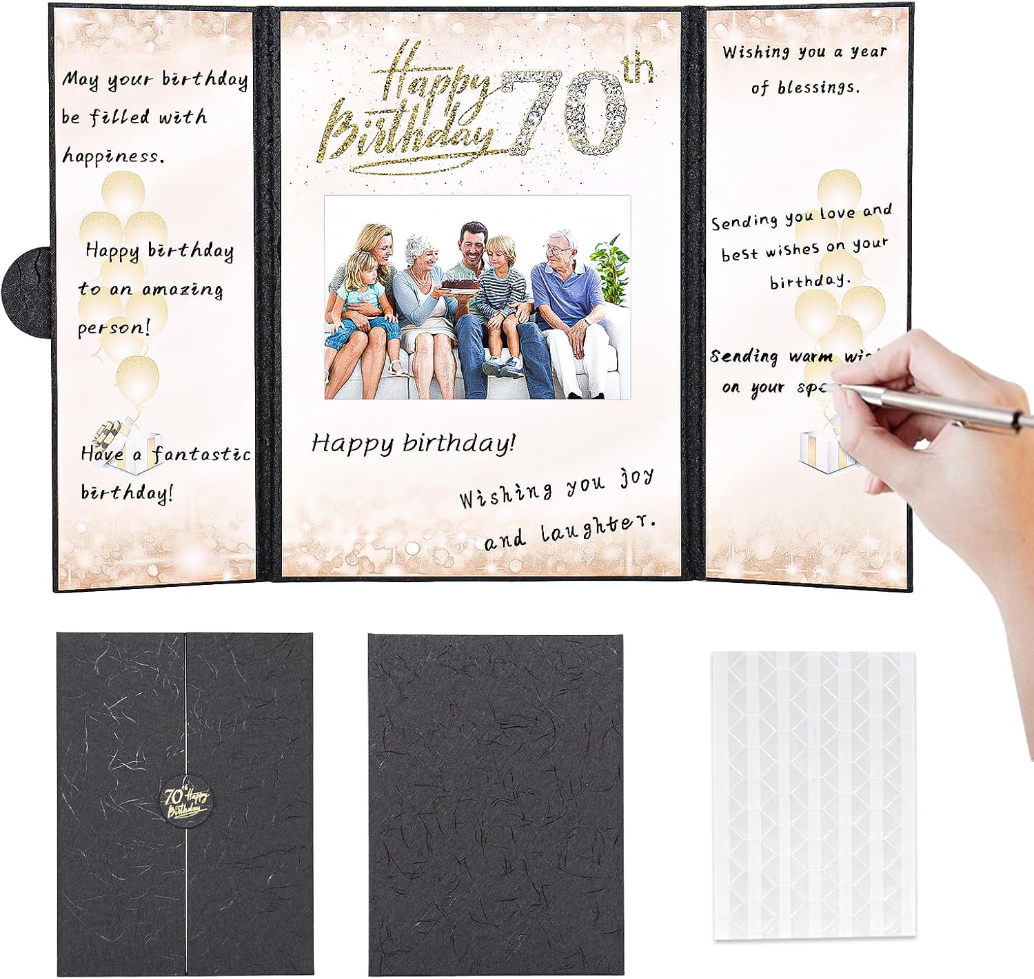 Amazon.com: FORBFAN 70th Birthday Guest Book for Party, Elegant Black ...
