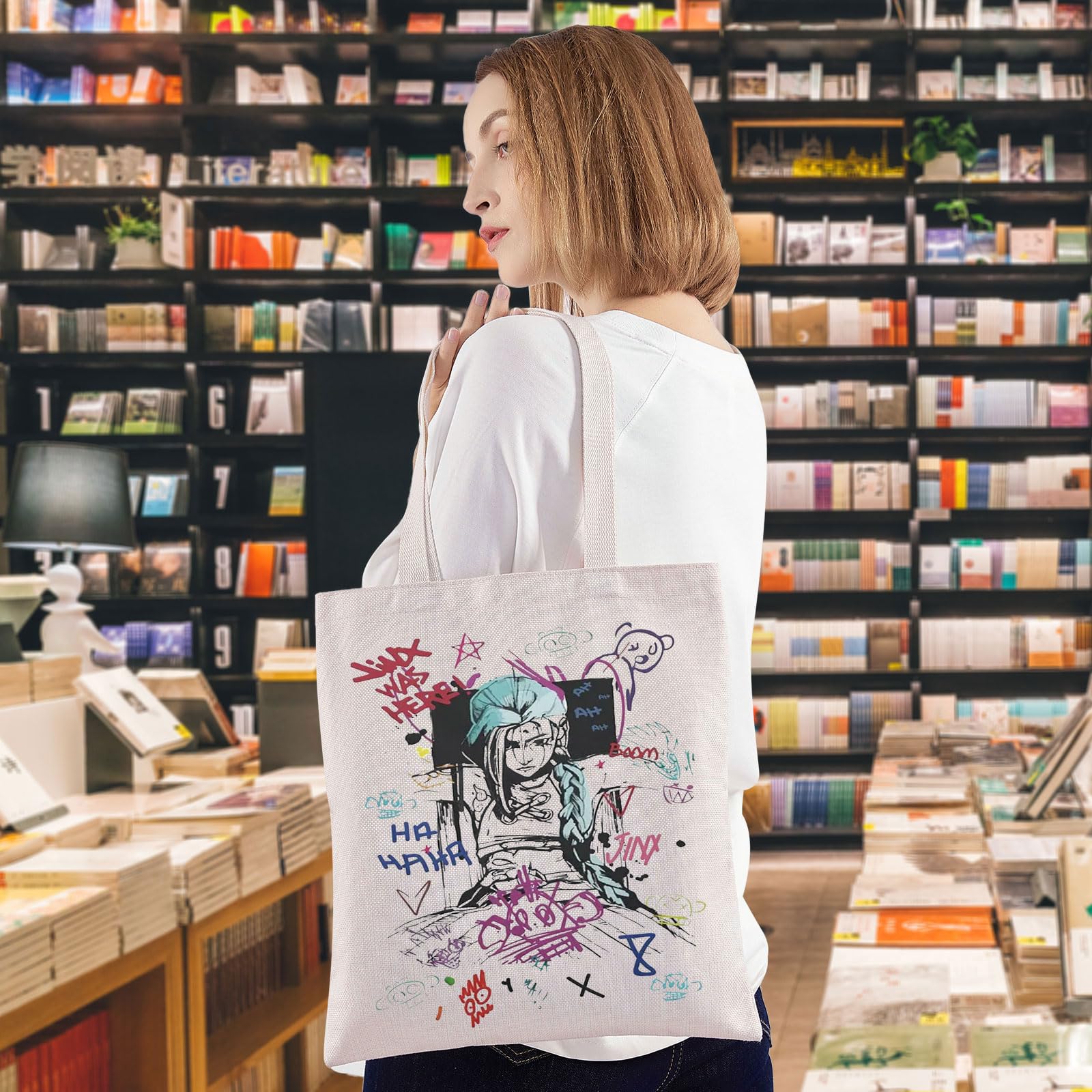 Snapklik.com : WZMPA Jinx & Vi Movie Tote Bag Jinx & Caitlyn Player ...