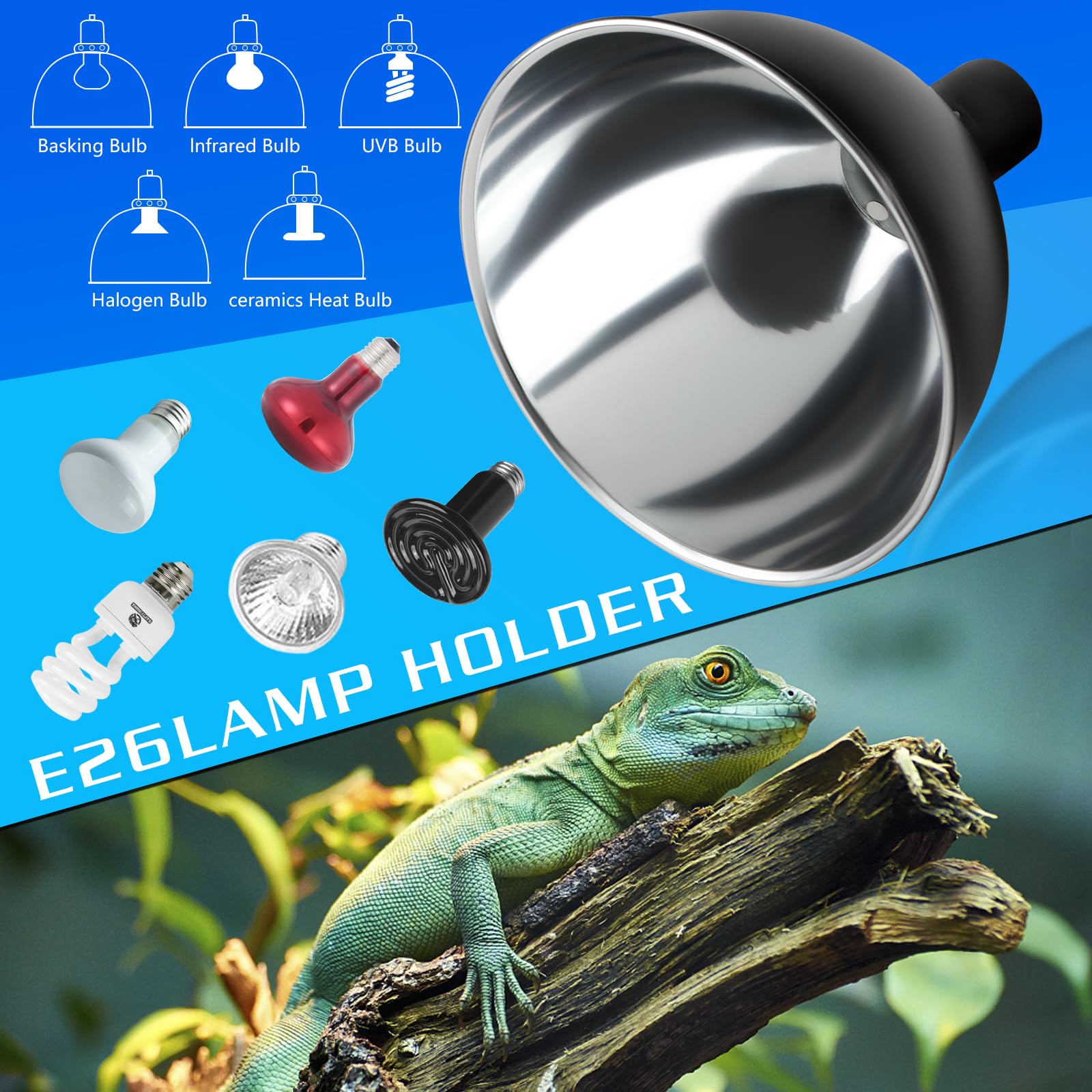 Snapklik.com : Reptile Light Fixture, 8.5 Inch Optical Reflection Dome ...