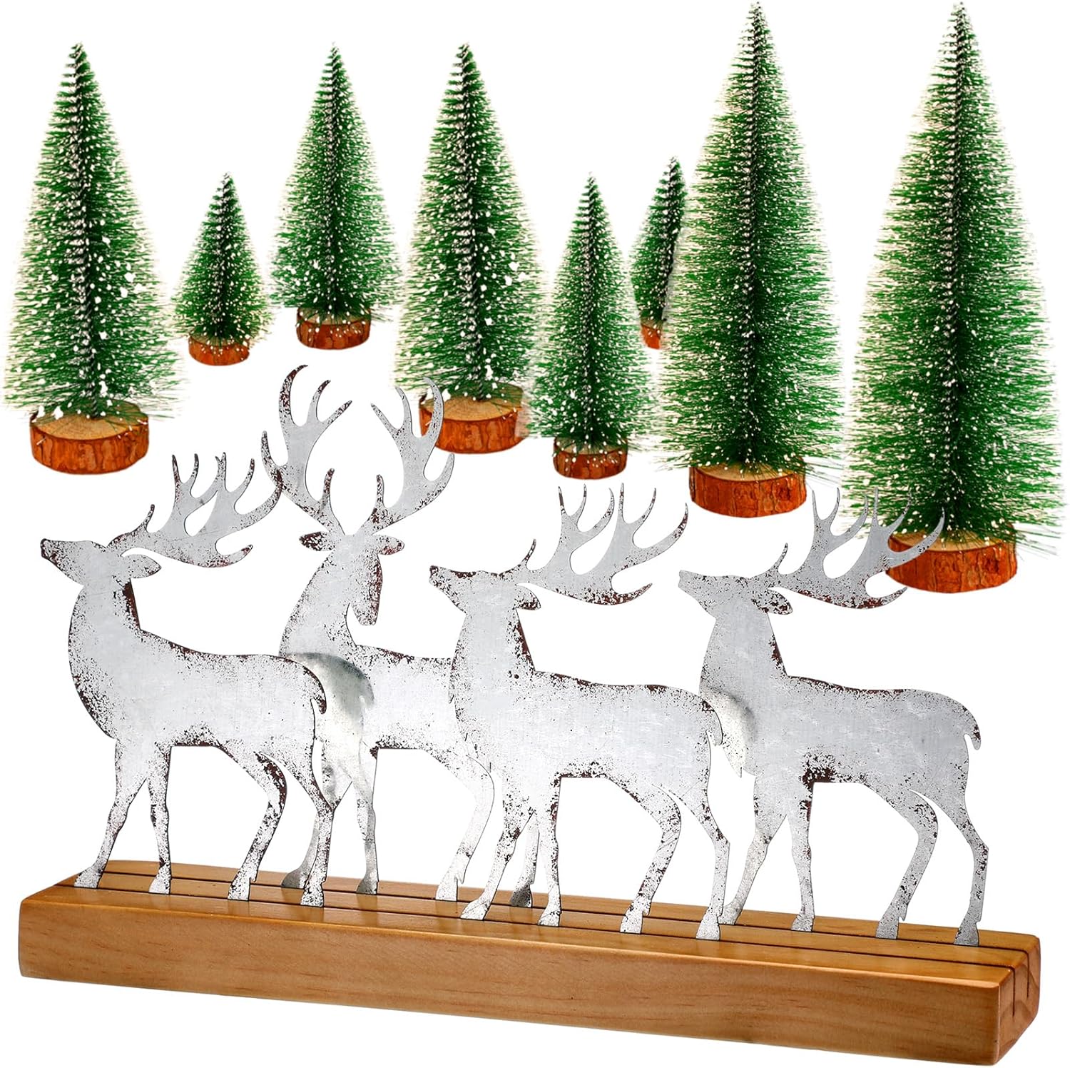 Amazon.com: Soaoo Farmhouse Christmas Reindeer Decorations Rustic Xmas ...