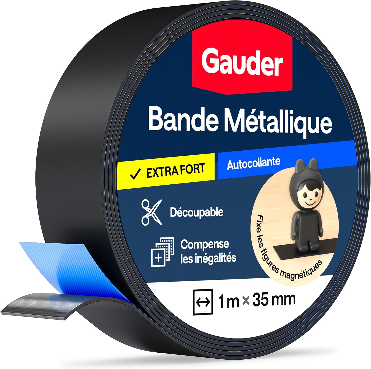 GAUDER Bande métallique autocollante - Ruban magnétique pour aimants et ...