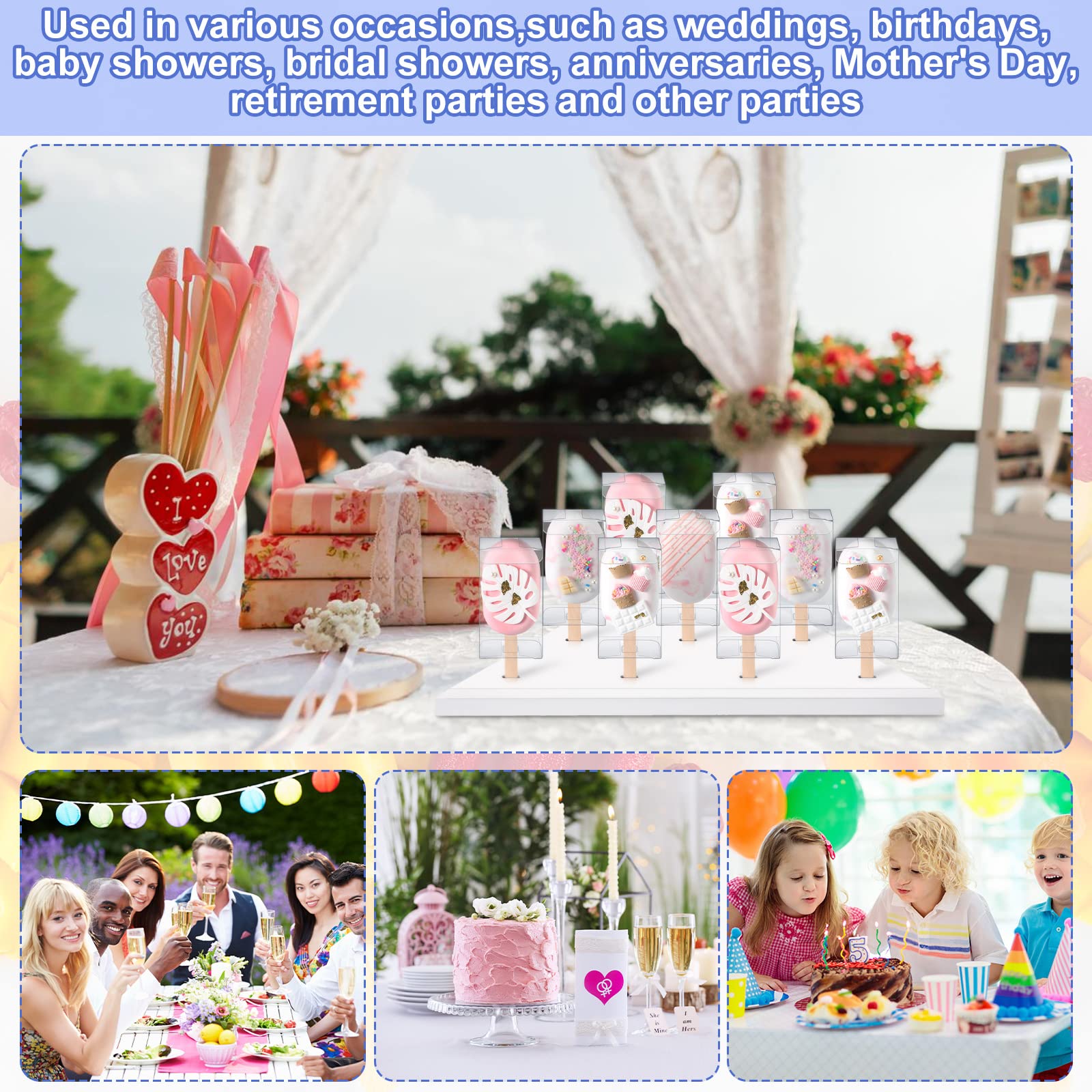 3 Pack Wood Cakesicle Stand Display 9 Holes Ice Lolly Sticks Holder ...