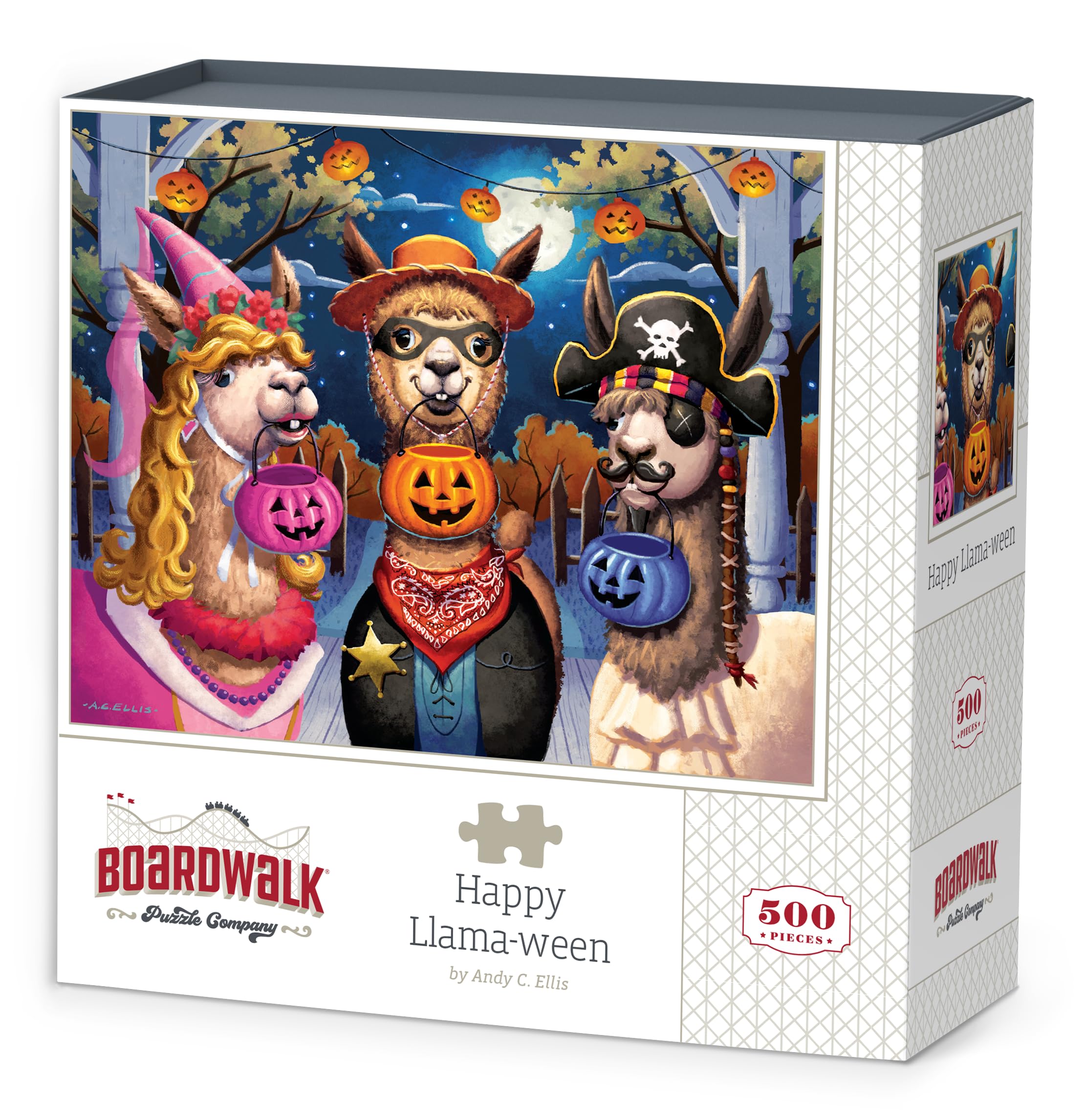 Amazon.com: Happy Llama-ween by Boardwalk - 500 Piece Jigsaw Puzzle ...