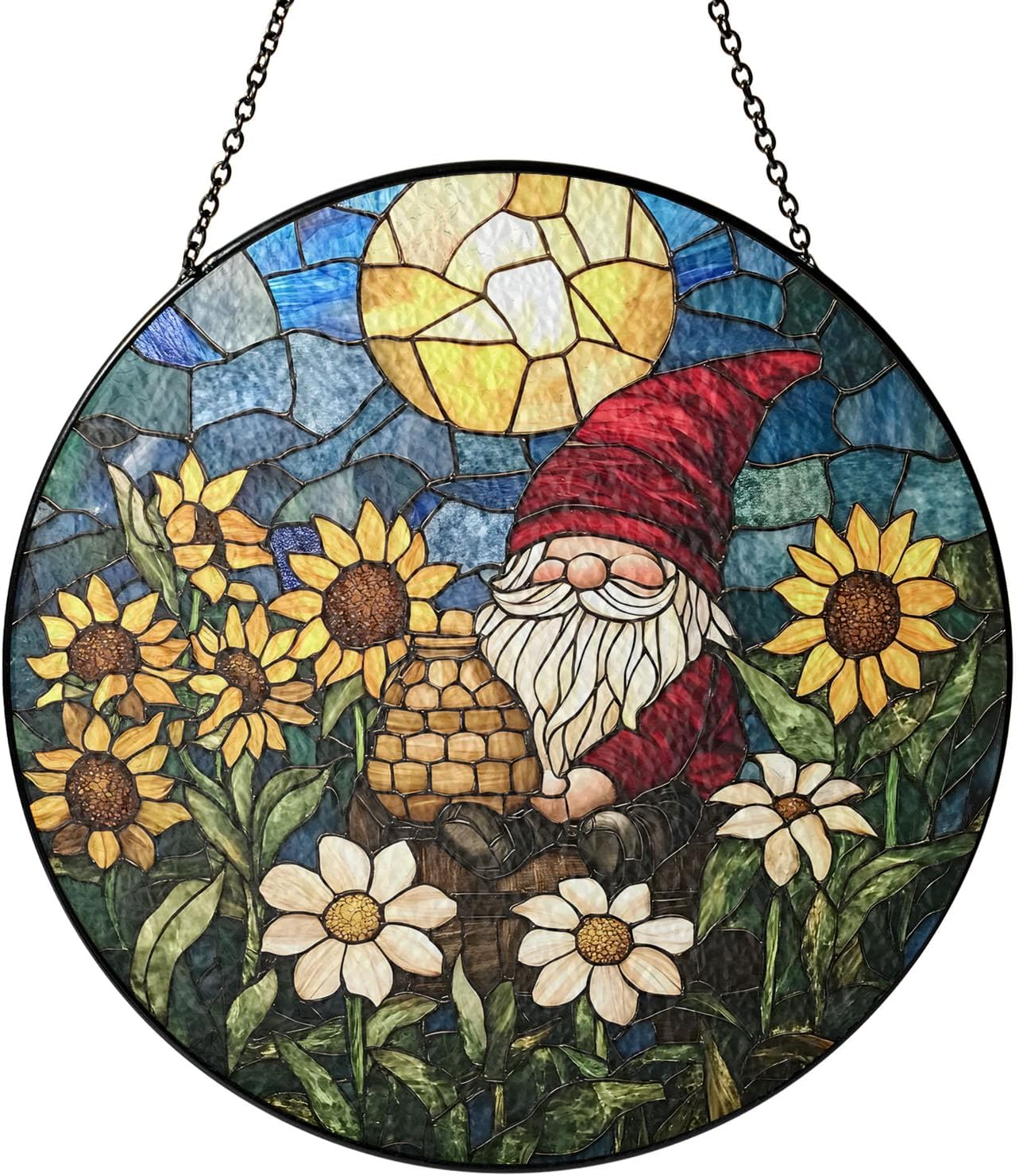 Amazon.com: Gnome Stained Glass Suncatcher Window Hanging – Whimsical ...