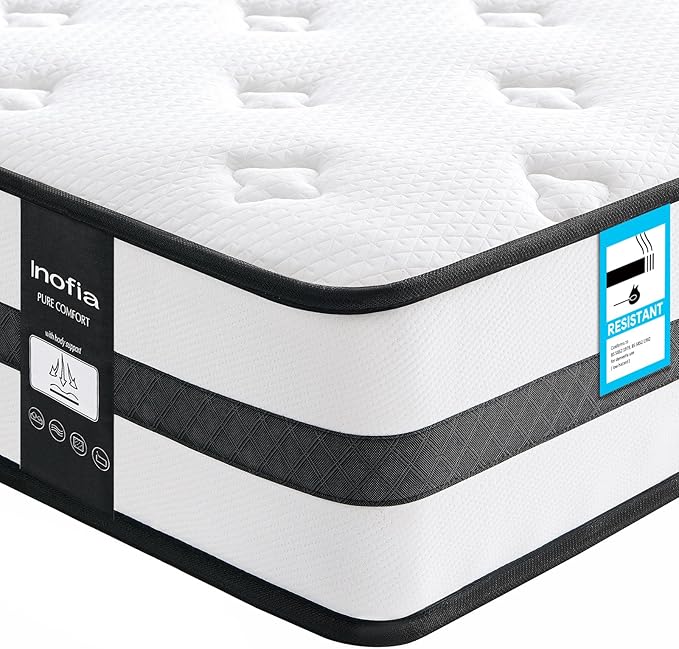 Inofia Sleep Small Double Mattresses 4FT, Memory Foam Sprung Hybrid ...