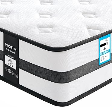 Inofia Sleep King Mattresses 5FT, Memory Foam Sprung Hybrid Mattress 10 ...