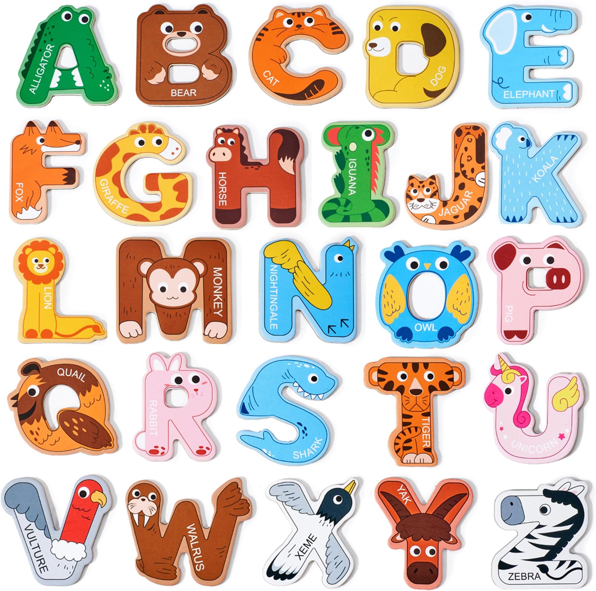 Amazon.com: Large Size Magnetic Letters, Cute Animal Alphabet ABC ...