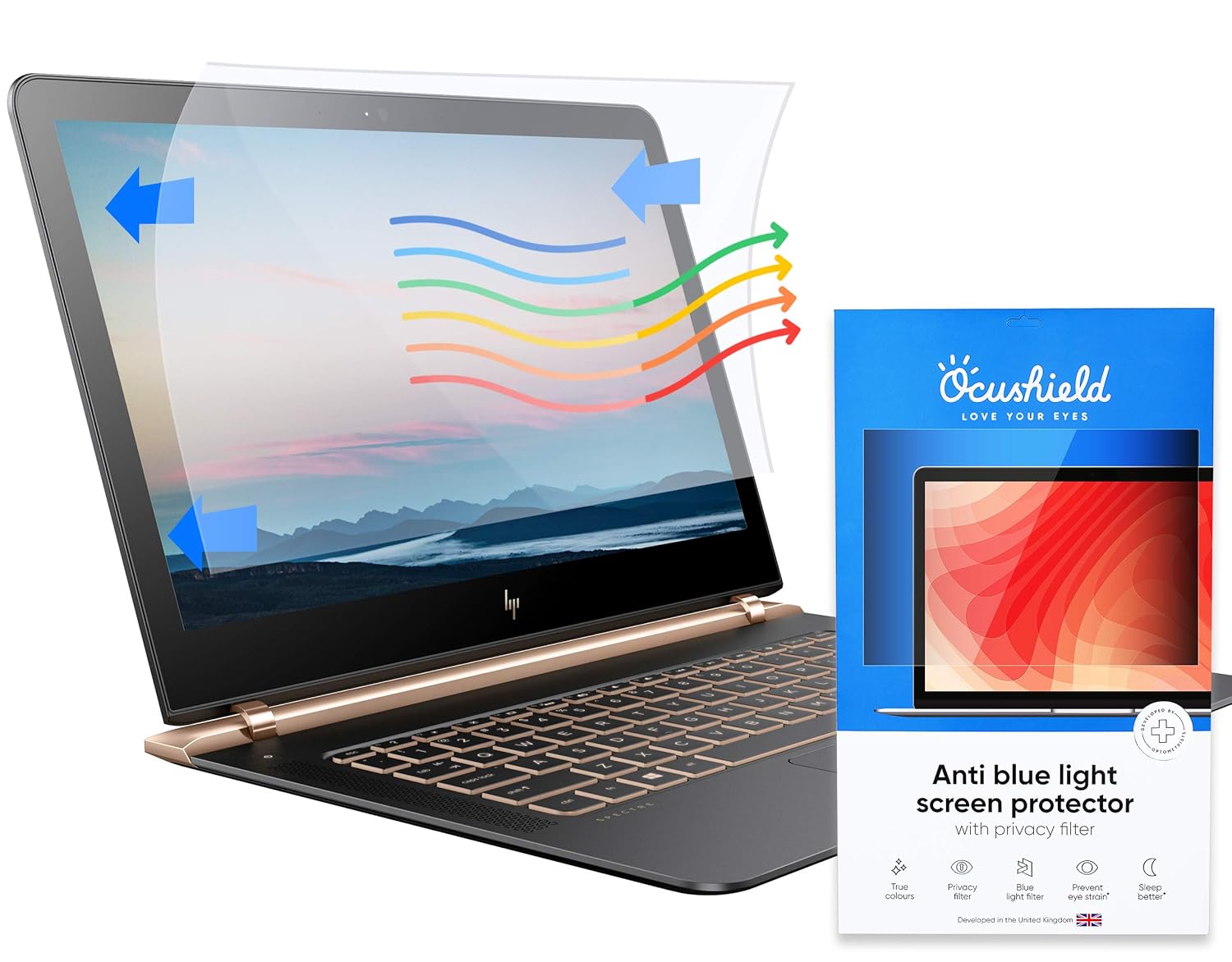 Anti Blue Light Screen Protector with Privacy Filter by Ocushield, for ...