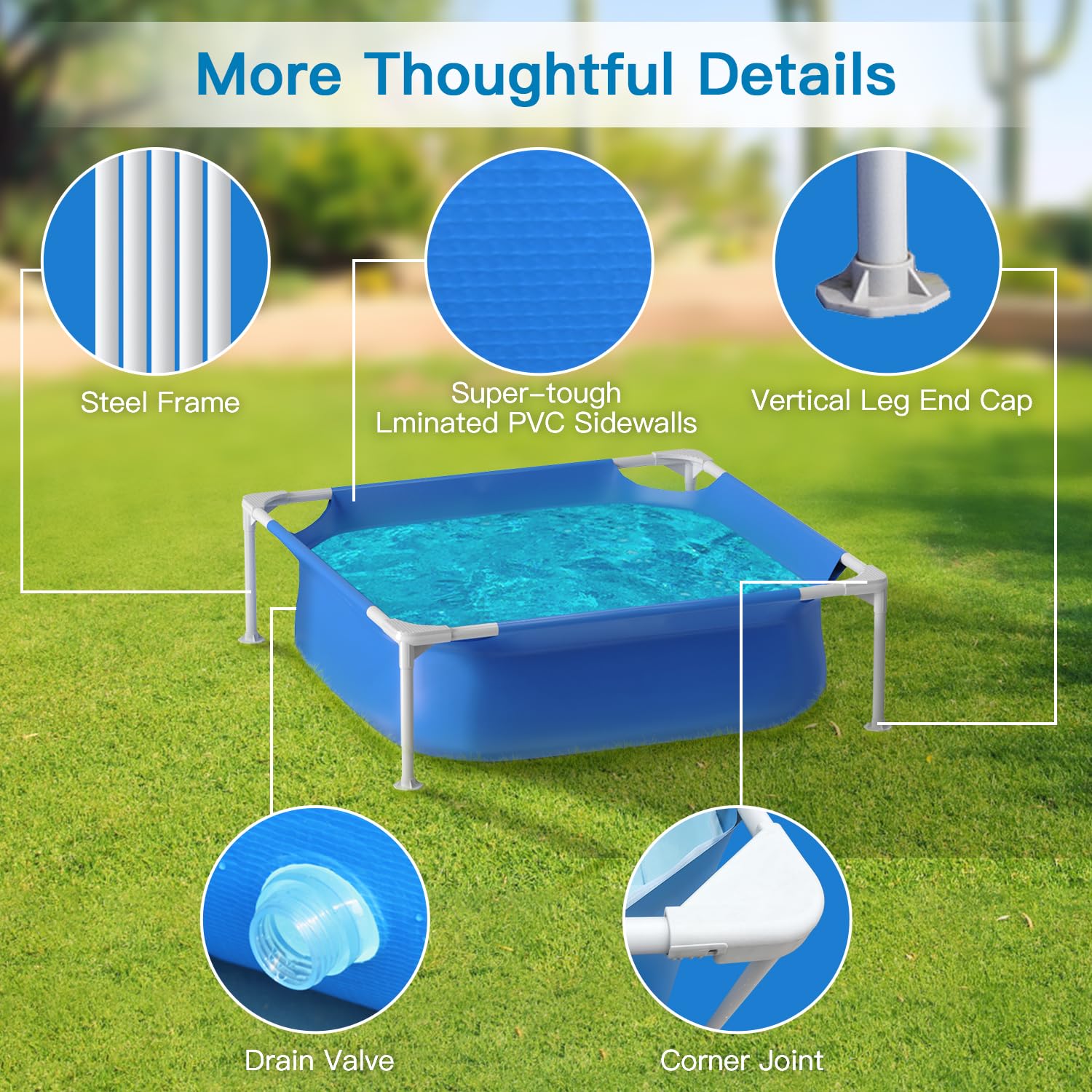Snapklik.com : Sunrio 4ft X 12in Square Above Ground Swimming Pool