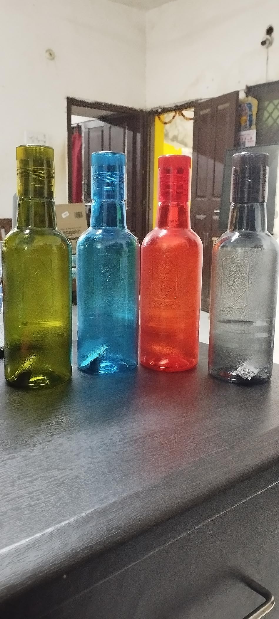 Mystic Plastic Water Bottle, 500ml, Set of 4, Multicolour : Amazon.in ...