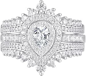 Amazon.com: Newshe Jewellery Wedding Ring Sets AAAAA Cz Ring Enhancer for Engagement Rings 925 ...