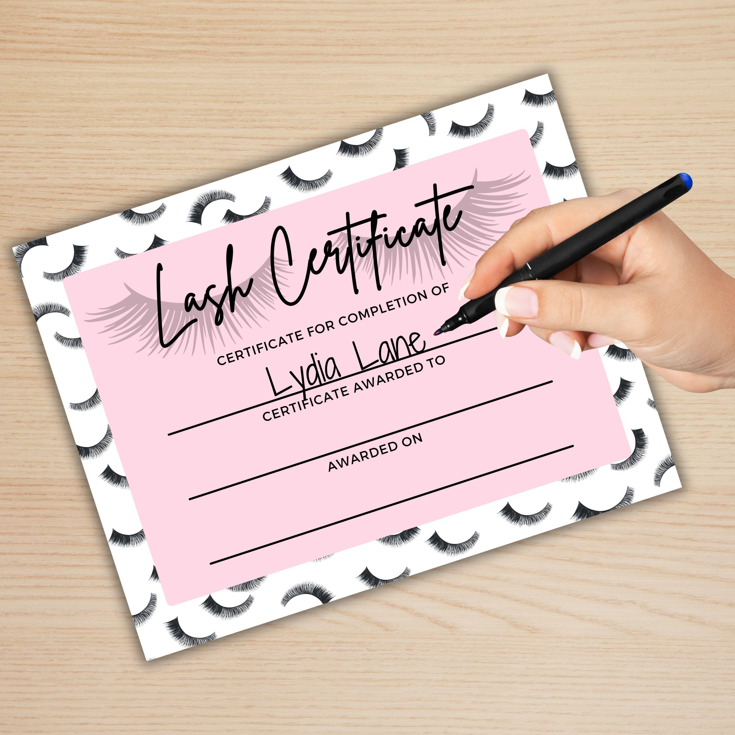 Editable Printable Lash Class Training Certificate Eyelash Certificate