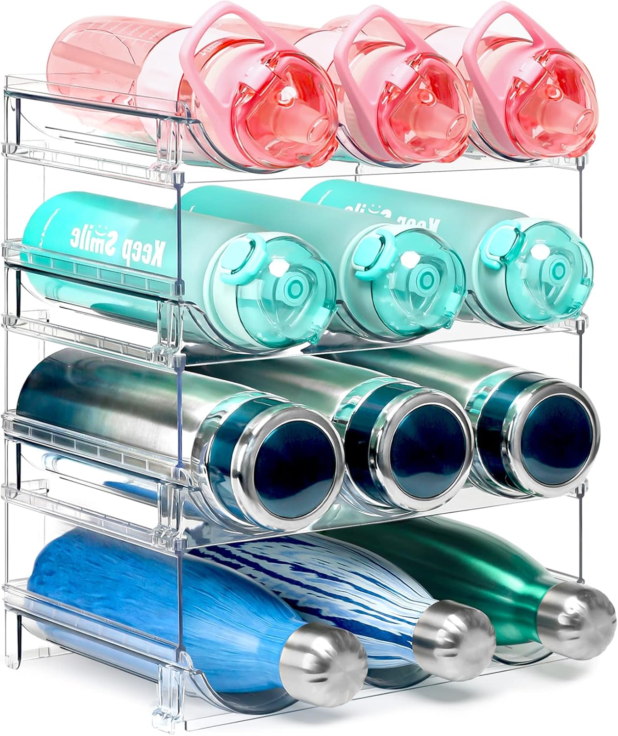 Amazon.com: Water Bottle Organizer for Cabinet, Stackable Water Bottle ...